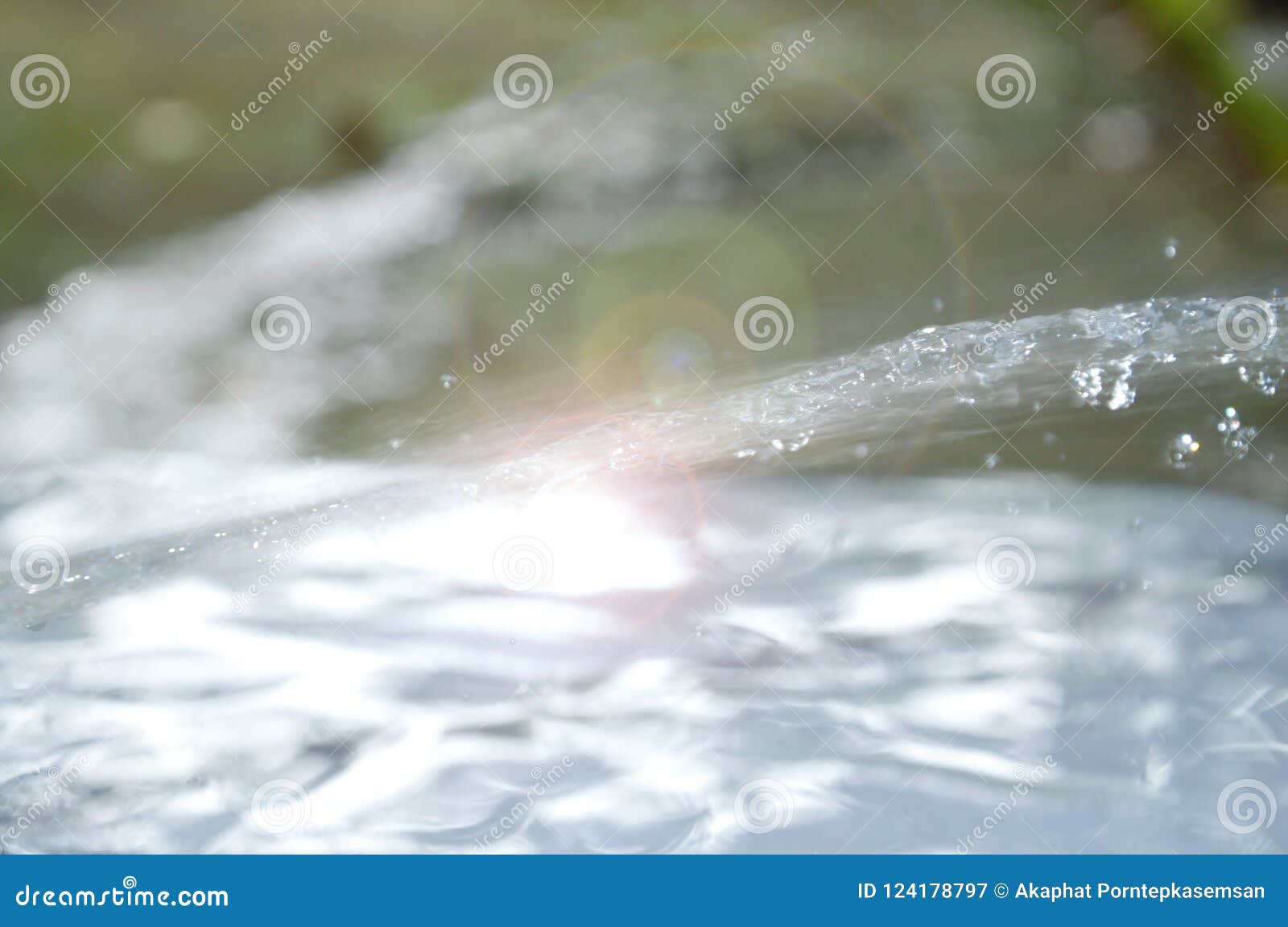 Blurry Water Flow and Splashing with Sunlight in Garden Stock Image ...