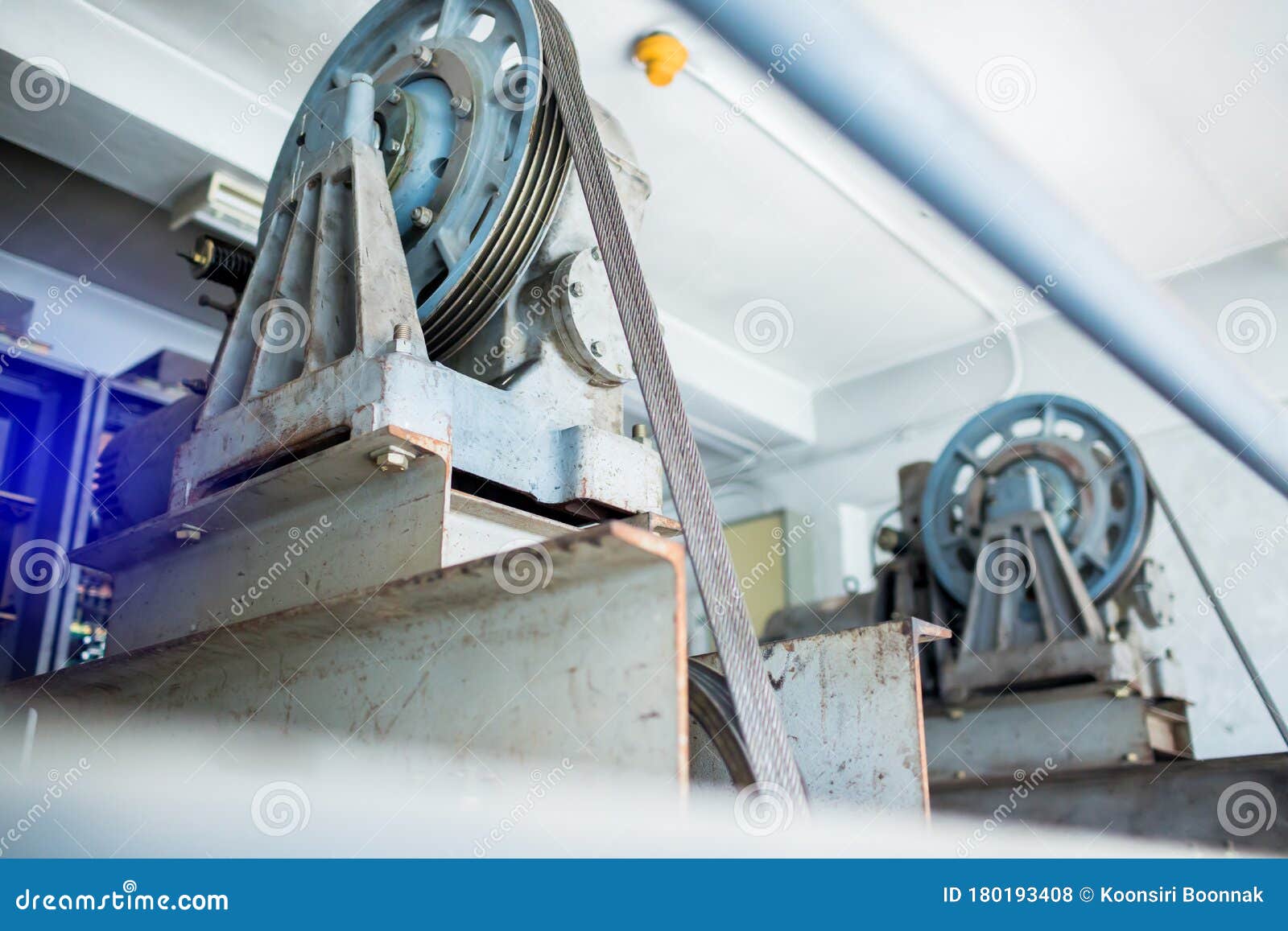 Motor Driven With Sling Cable And Wheel In Control Room Stock Photo ...