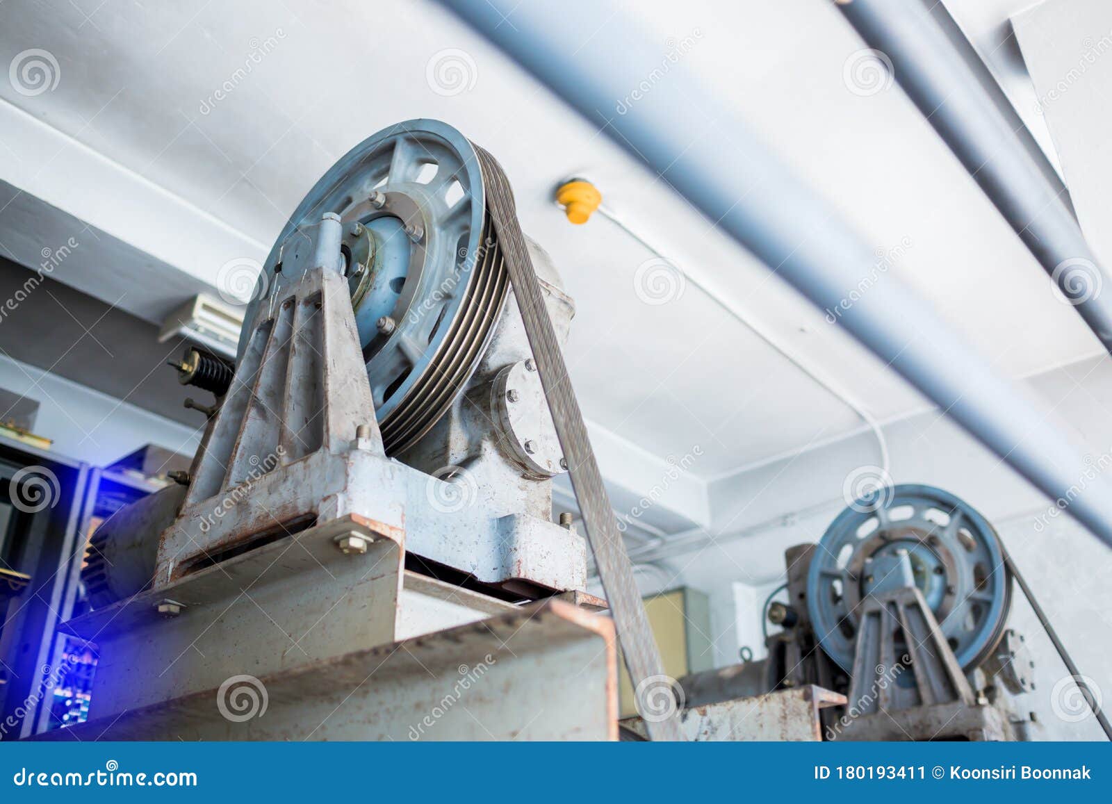 Blurry Of Wheel Rotating With Motor Driven With Sling Cable In Control ...