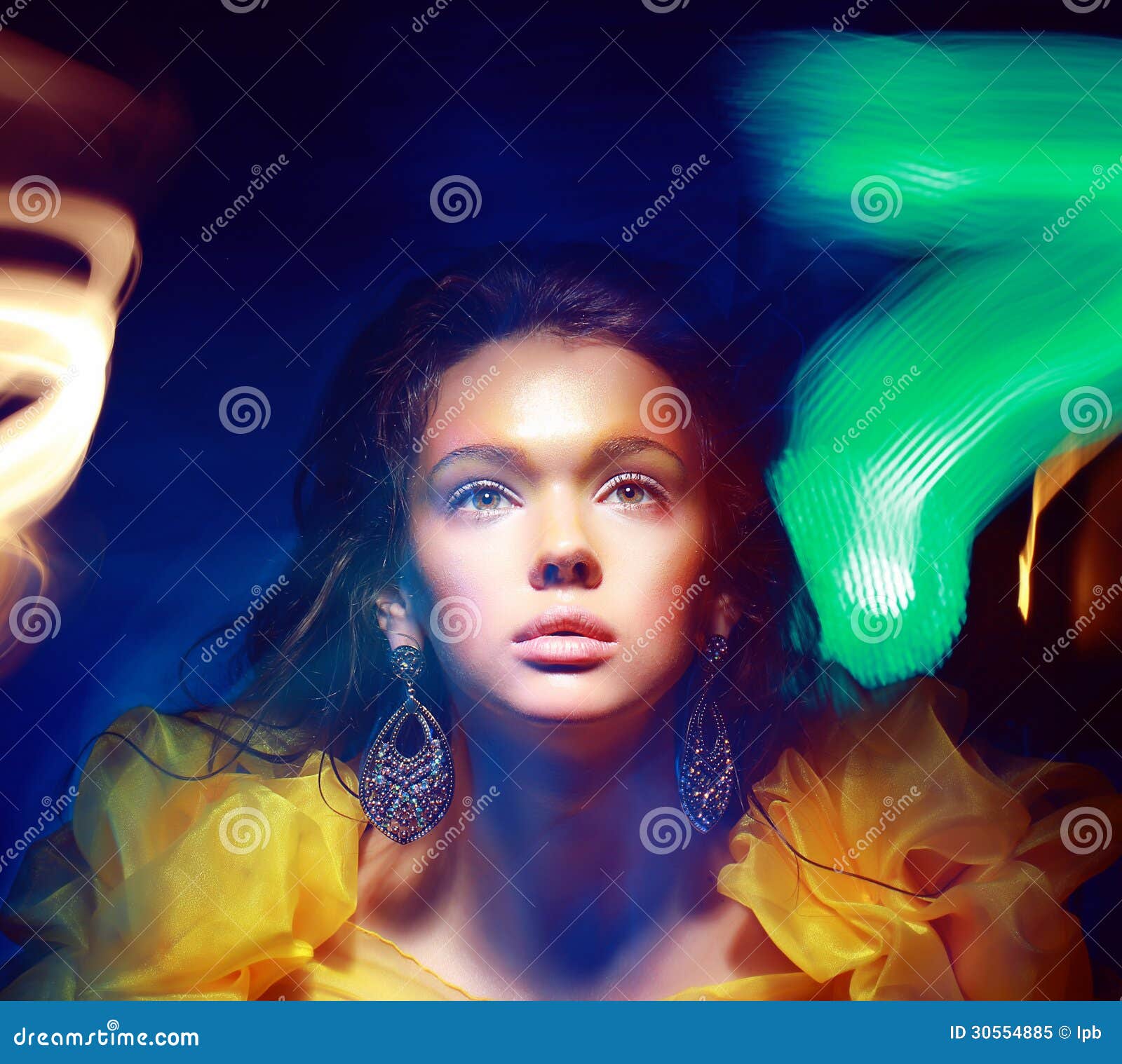 Blurs. Portrait of Woman in Multicolor Blurry Shadows Stock Image ...