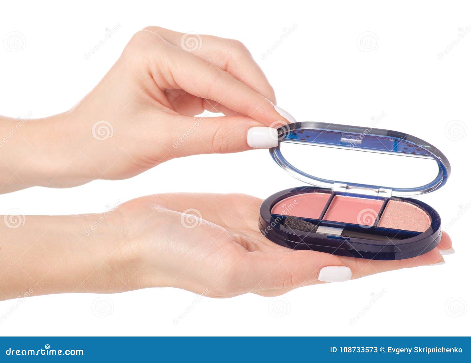 Blush in hand stock image. Image of holding, facial - 108733573