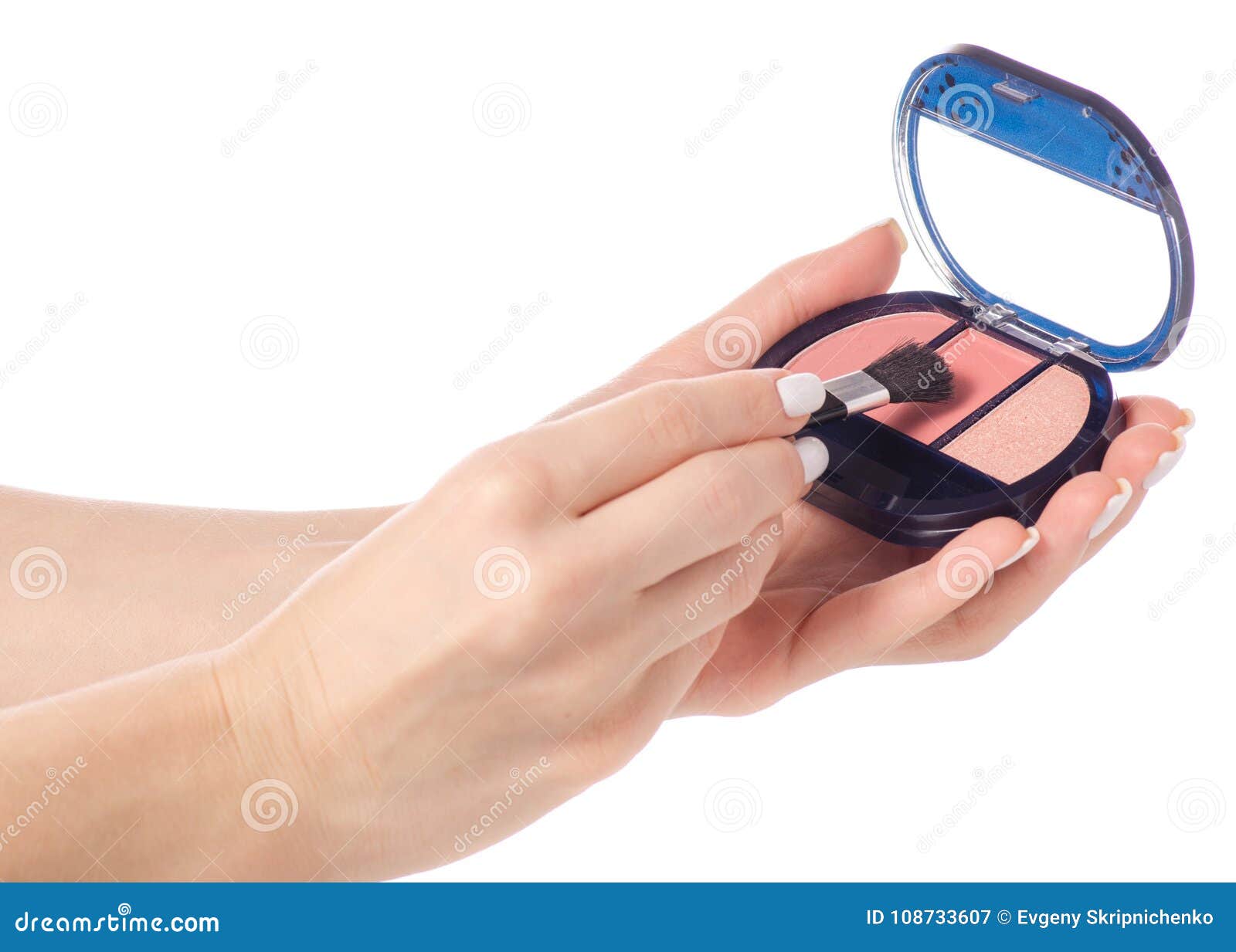 Blush in hand stock image. Image of hands, natural, cosmetology - 108733607