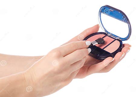 Blush in hand stock image. Image of hands, natural, cosmetology - 108733607