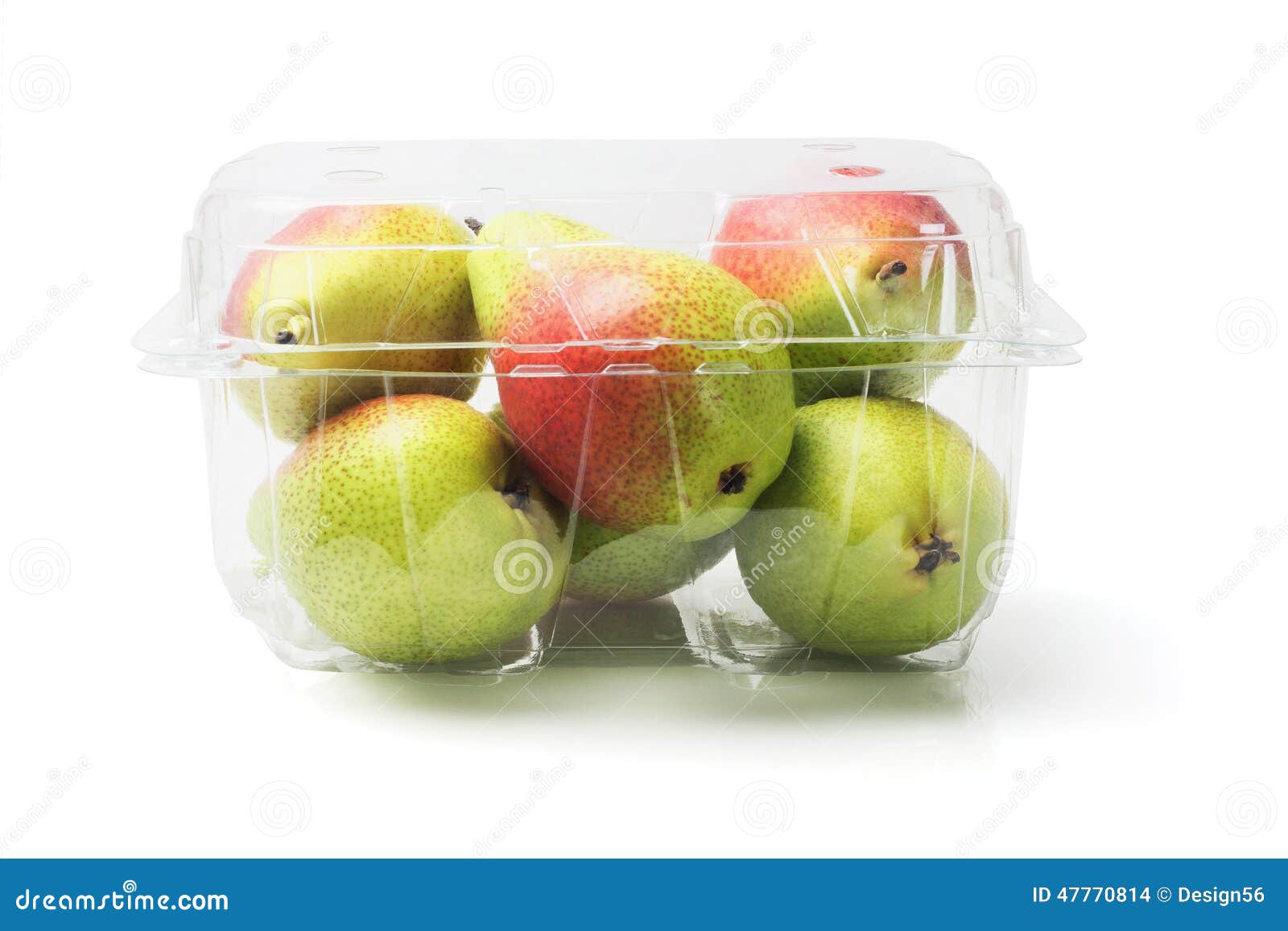 Blush Pears in Plastic Container Stock Photo - Image of package, food ...