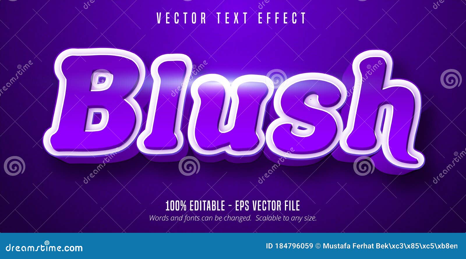Blush Text, Shiny Purple Editable Text Effect Stock Vector ...