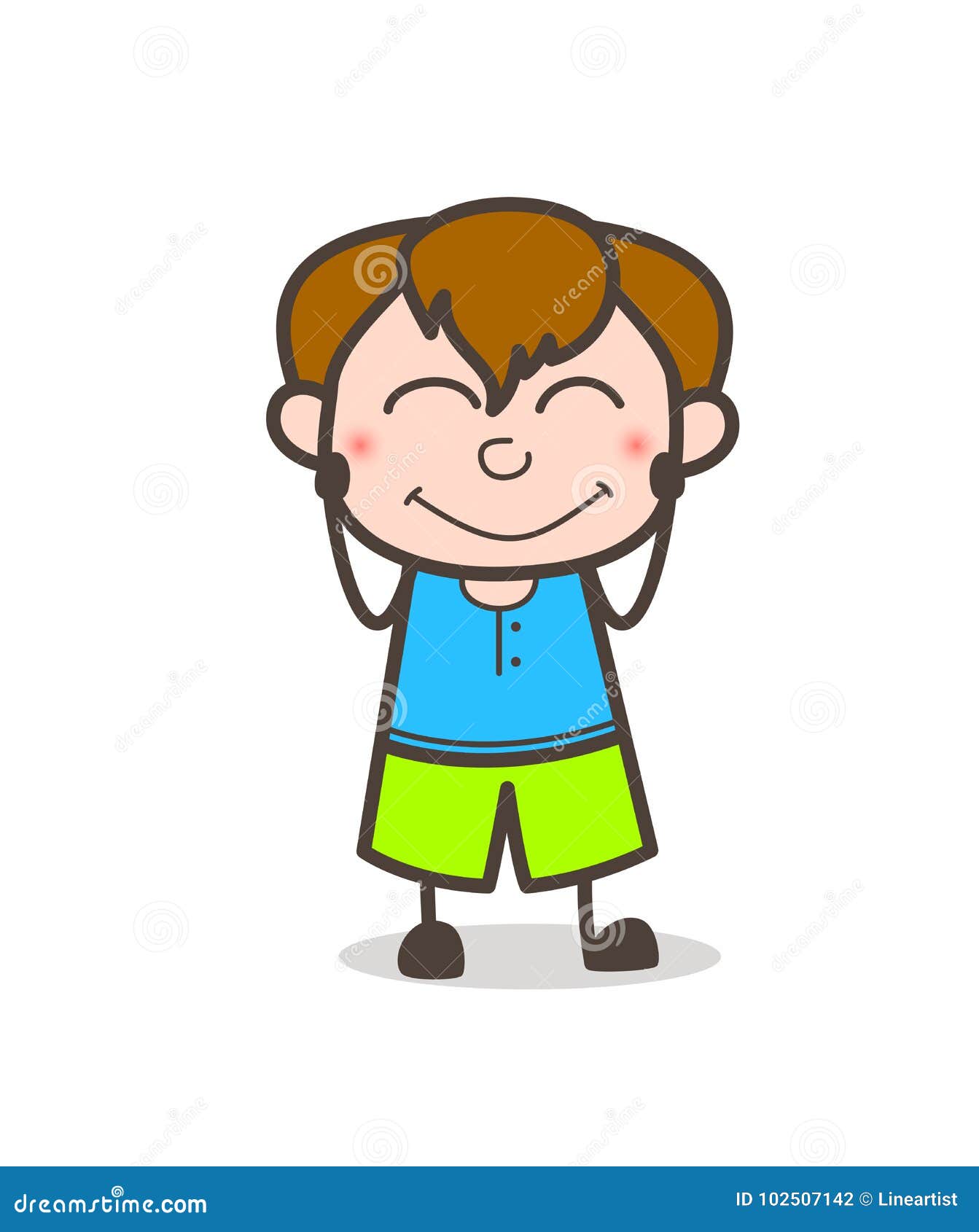 Blushing Kid Face - Cute Cartoon Boy Illustration Stock Illustration ...