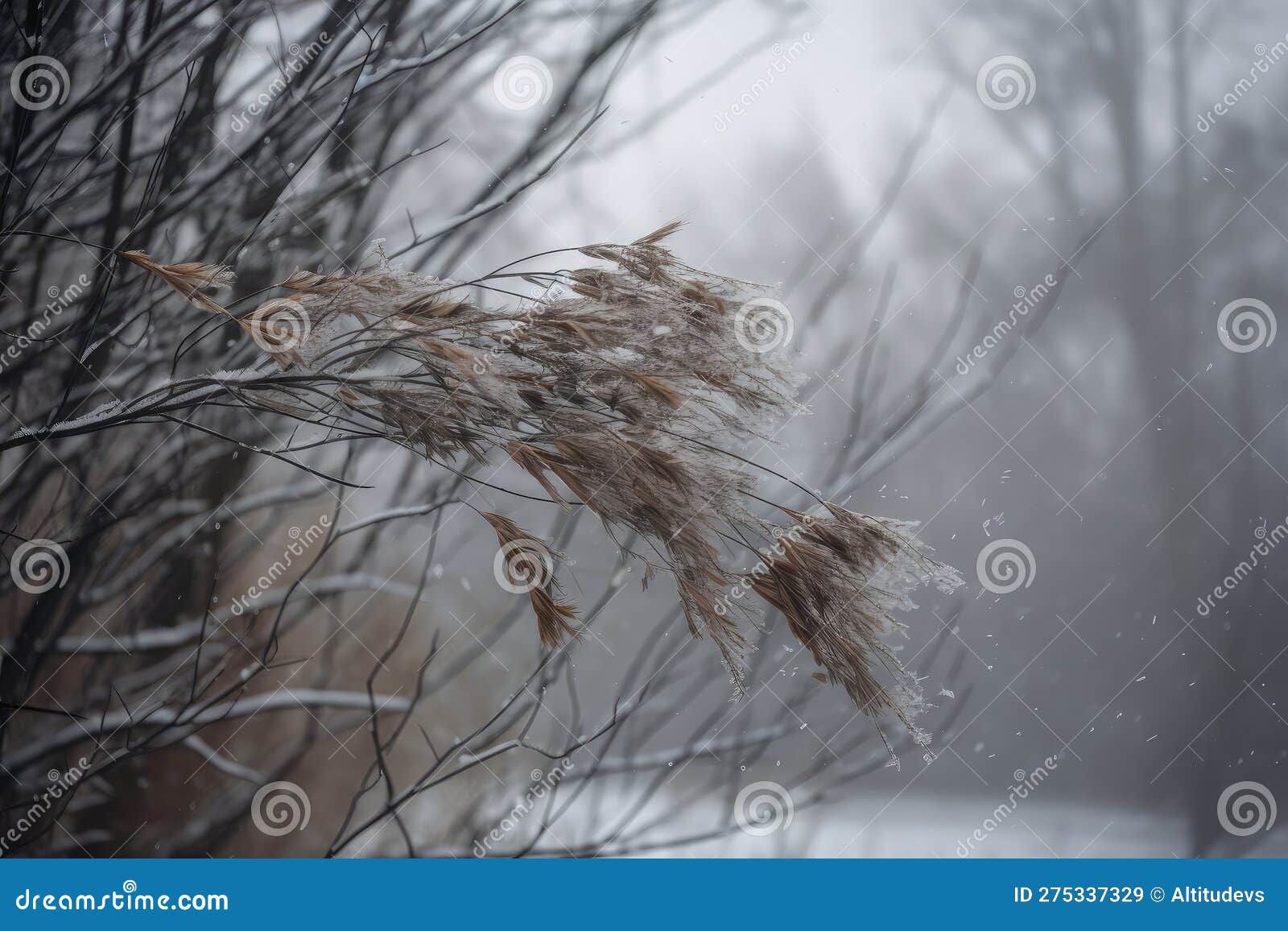 Blustery Winter Day with Snowflakes and Gusts of Wind Stock ...