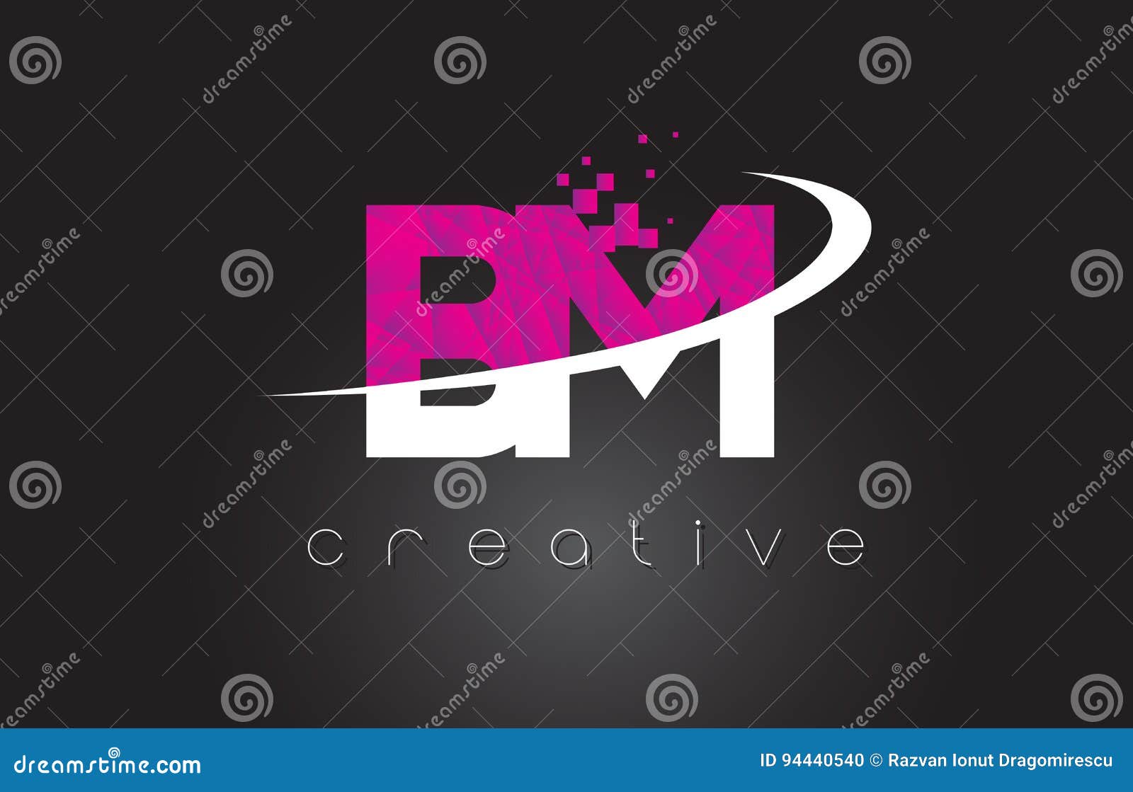 BM B M Creative Letters Design with White Pink Colors Stock Vector ...