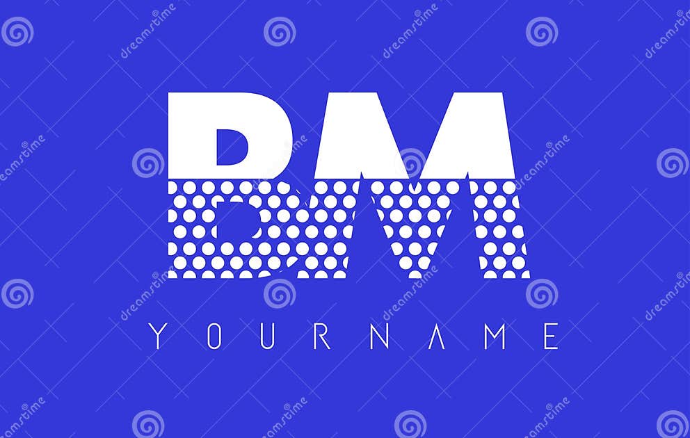 BM B M Dotted Letter Logo Design with Blue Background. Stock Vector ...