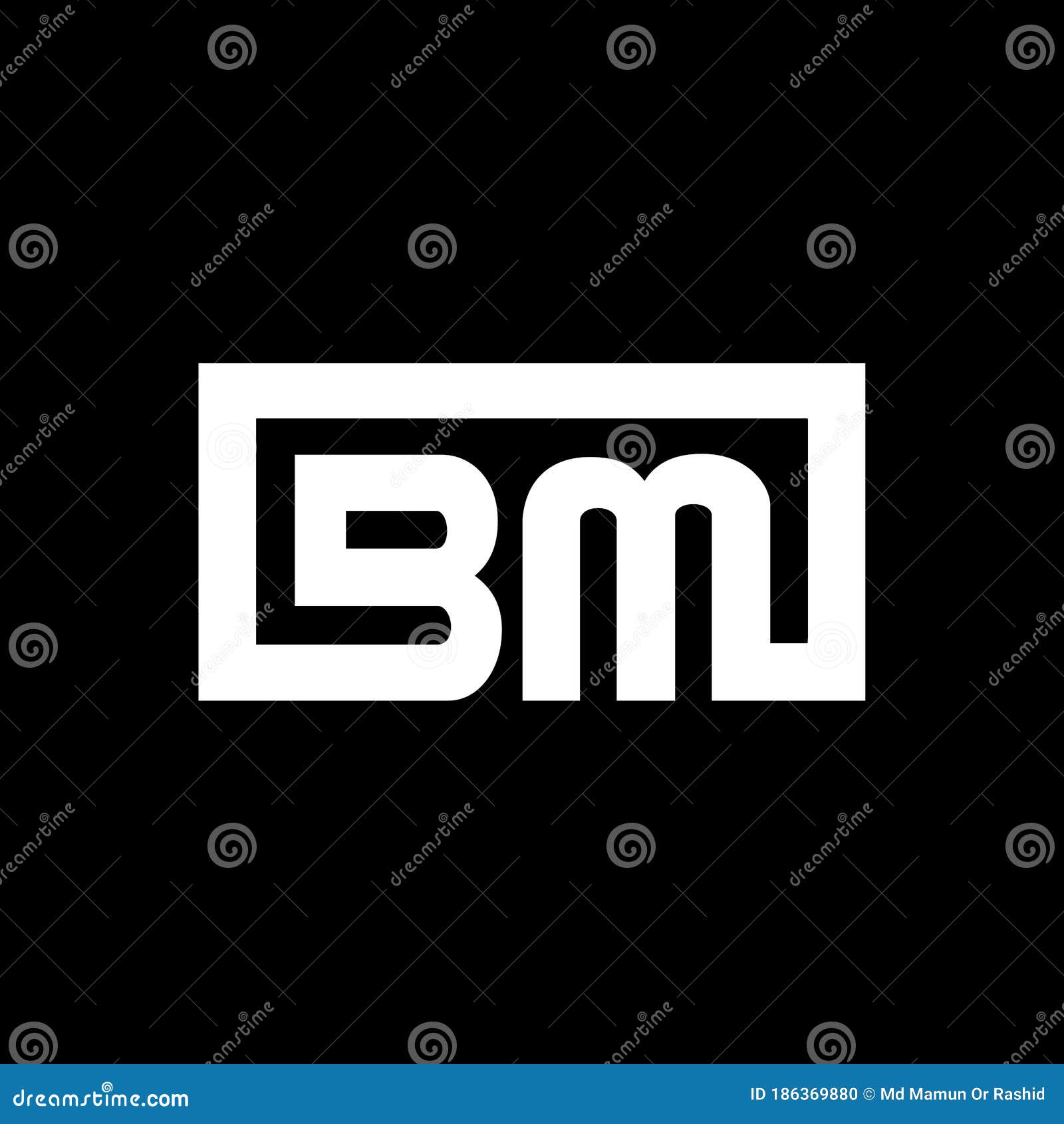 BM B M Letter Logo Design. Initial Letter BM Monogram on Black ...