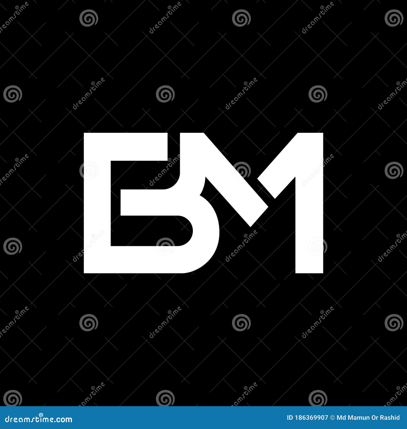 BM B M Letter Logo Design. Initial Letter BM Monogram on Black ...