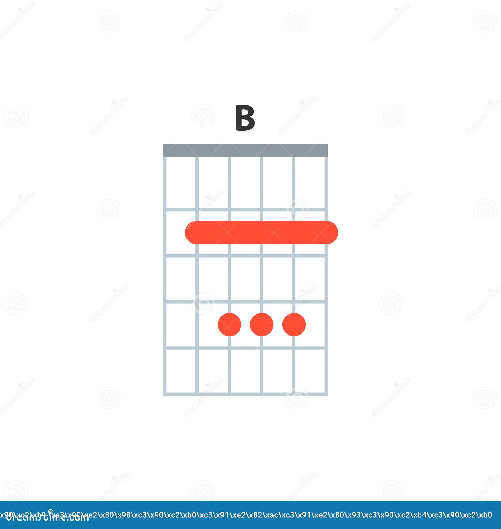 Bm Guitar Chord Icon. Basic Guitar Chords Vector Isolated on White ...