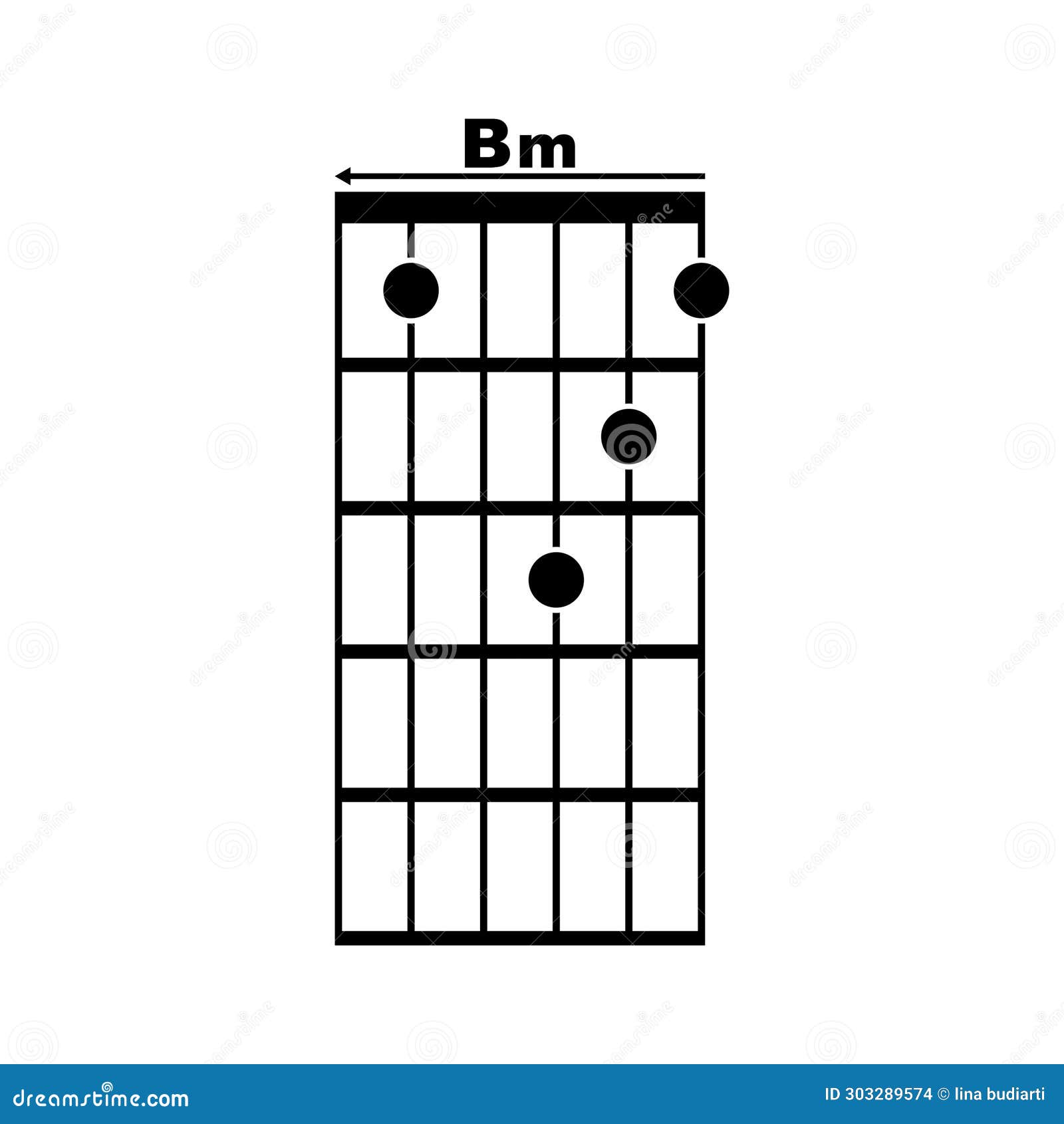 Bm guitar chord icon stock vector. Illustration of isolated - 303289574