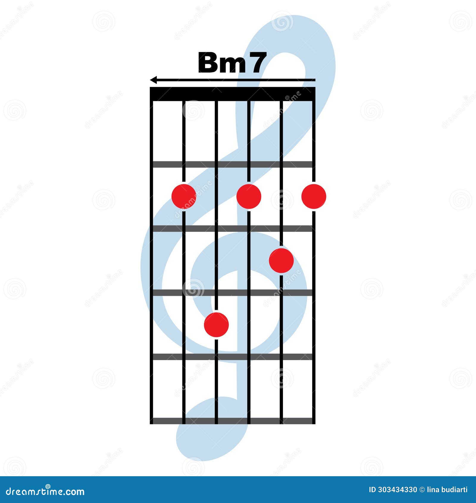 Bm7 guitar chord icon stock vector. Illustration of tablature - 303434330