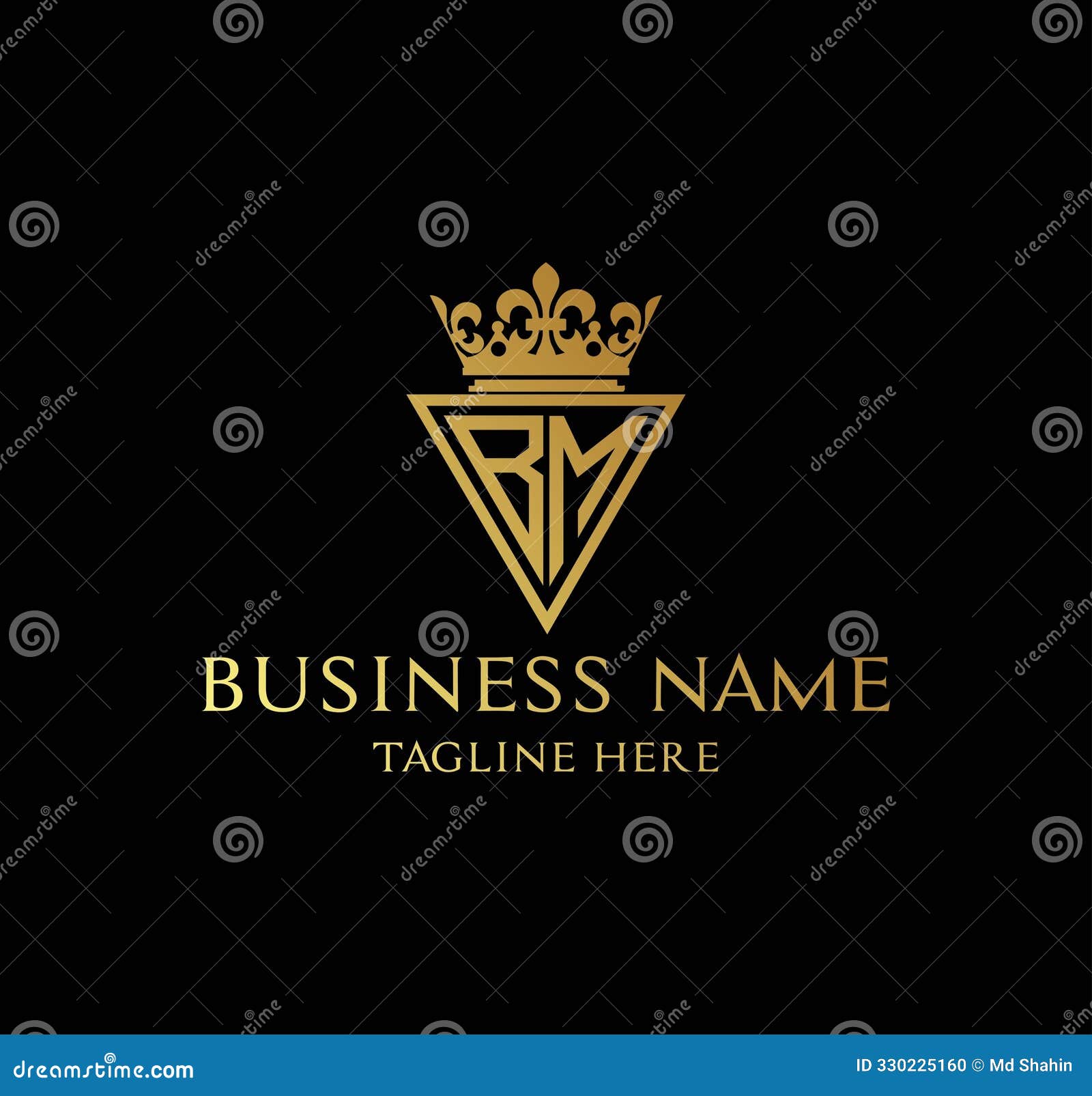 BM Letter Half Triangle Logo with Luxury Crown Icon Stock Illustration ...