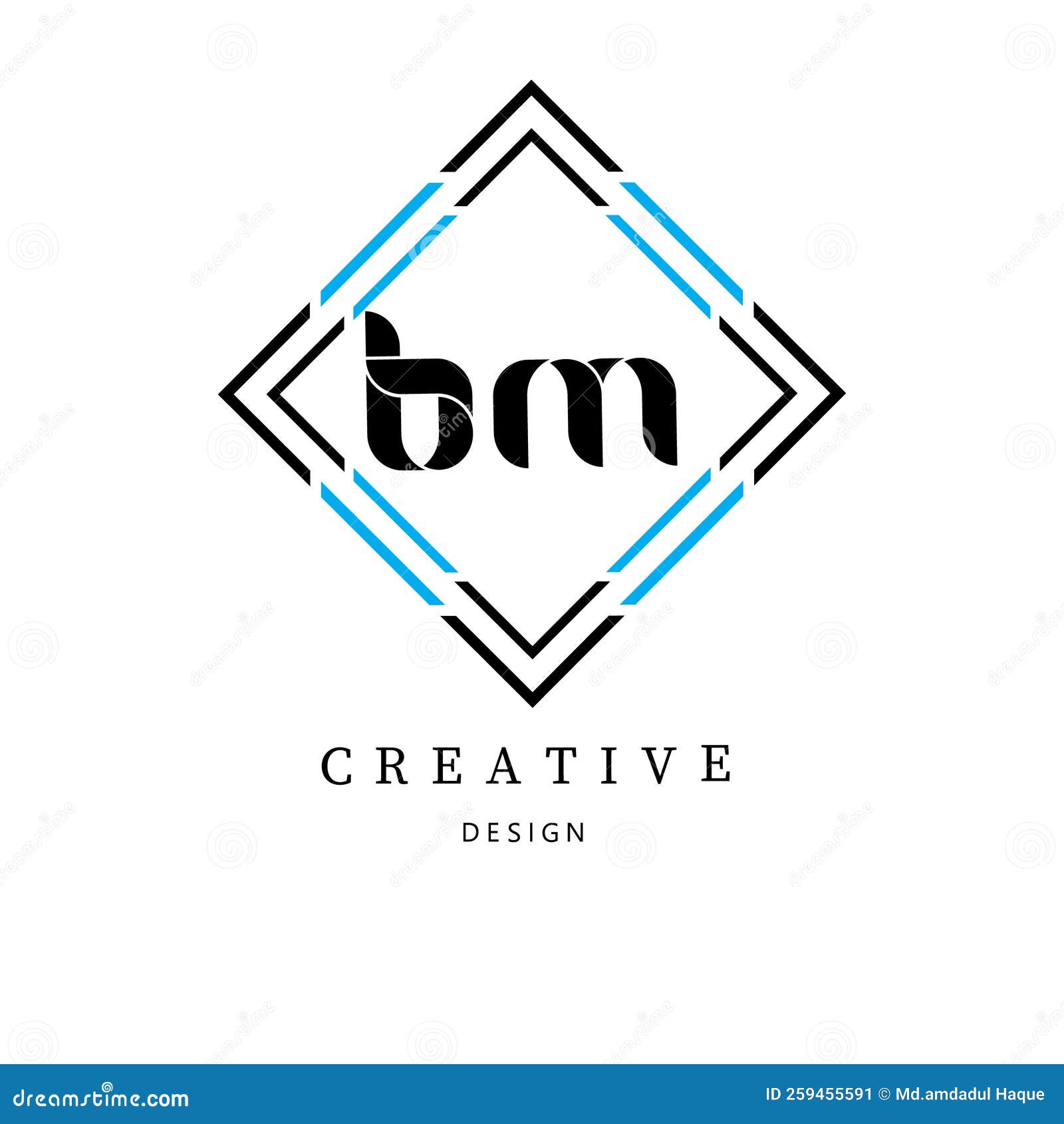 BM Letter with Rectangle Shape Design on White Back Ground Stock Vector ...