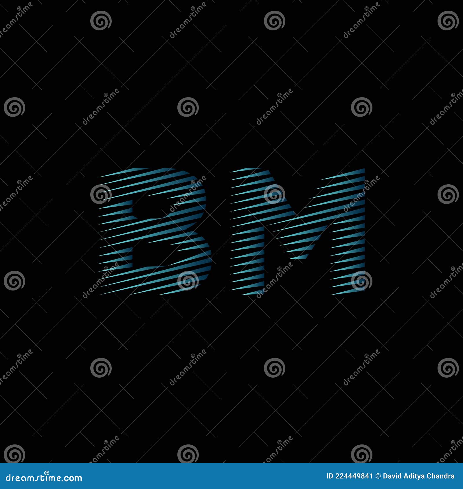 BM Monogram Lines Style Blue Light Vector Stock Vector - Illustration ...