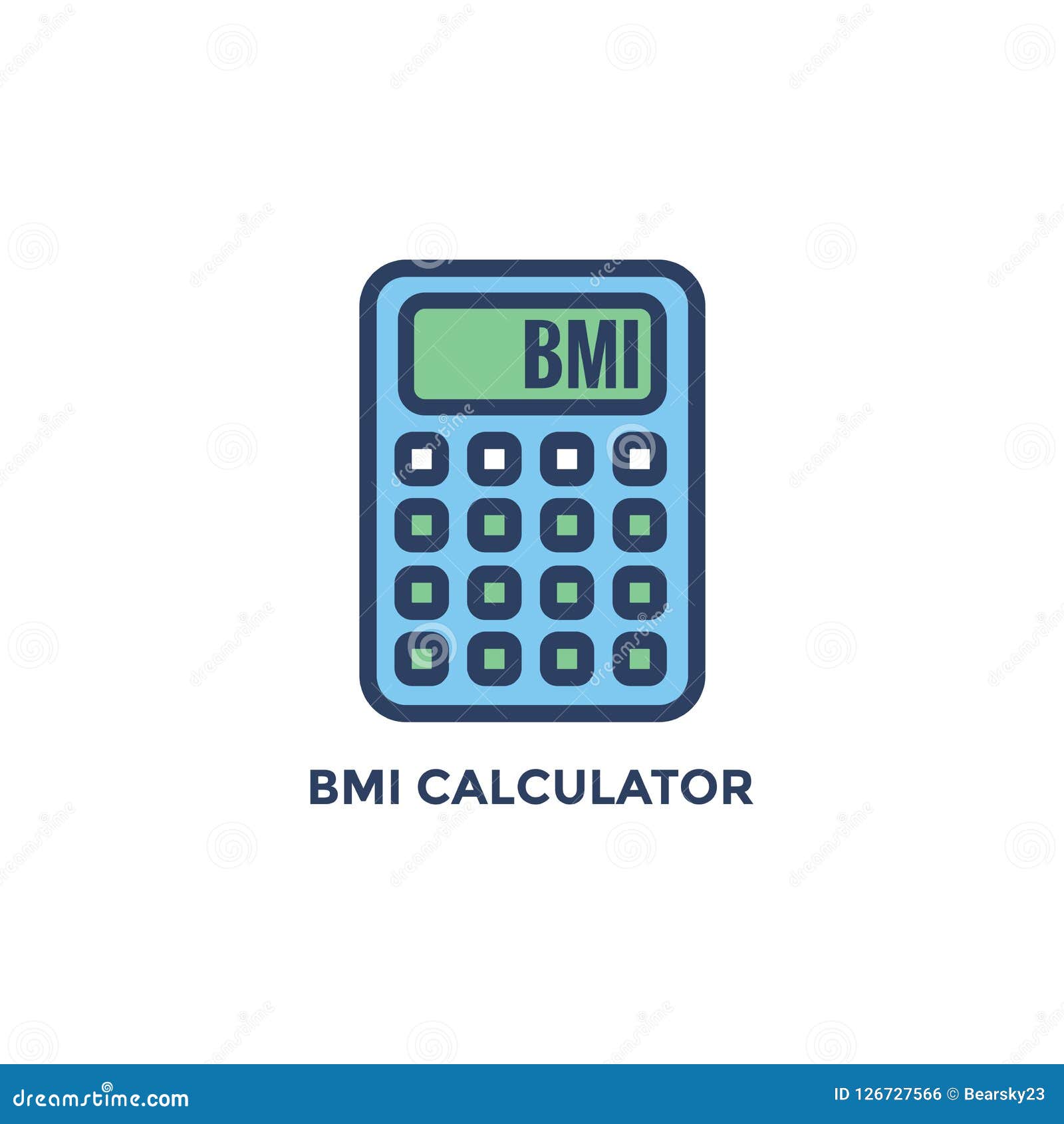 BMI - Body Mass Index Icon with BMI Calculator - Green and Blue Stock ...