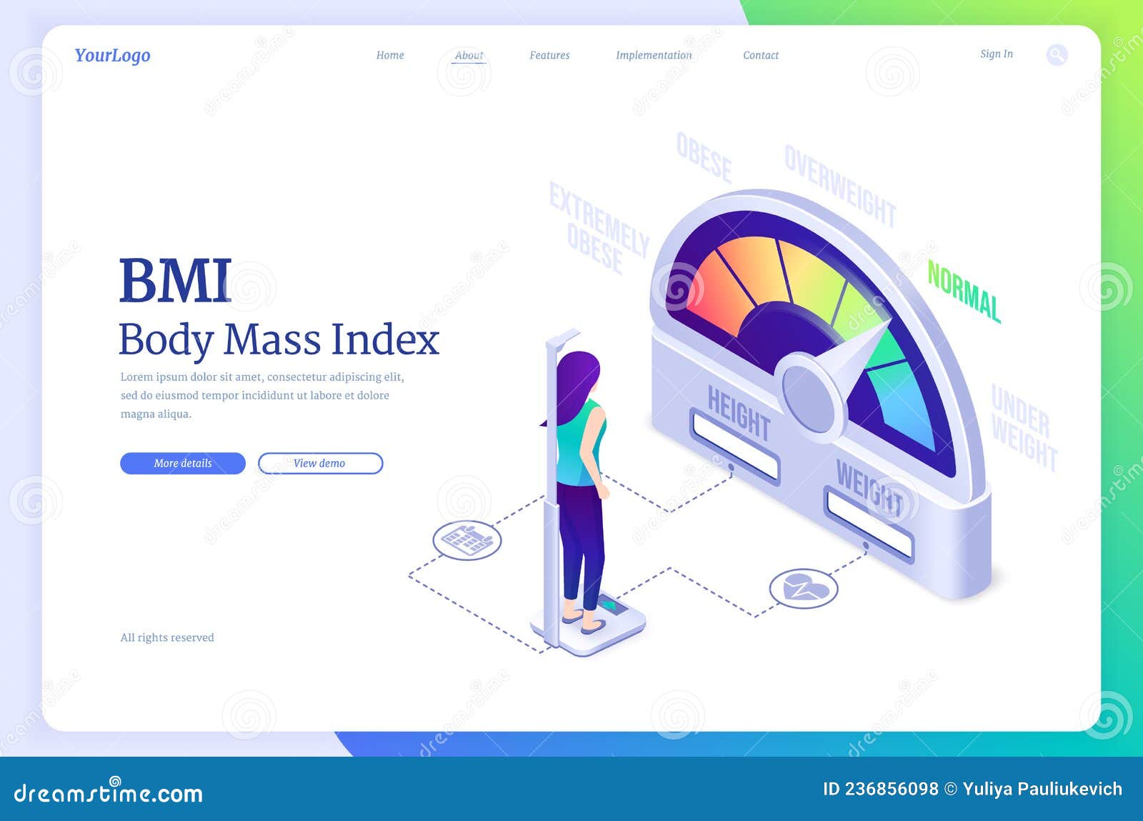 Bmi Chart Scale Vector Illustration Body Mass Index Meter Weight