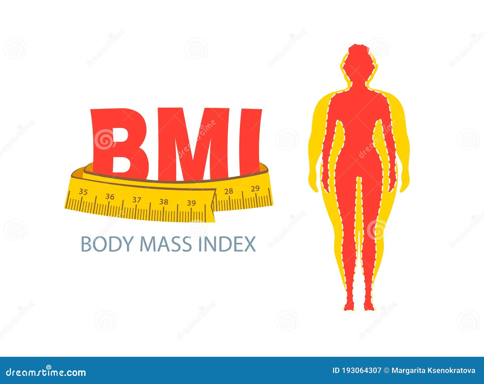 Bmi Body Mass Index Weight Loss Concept Obesity Woman Stock Vector