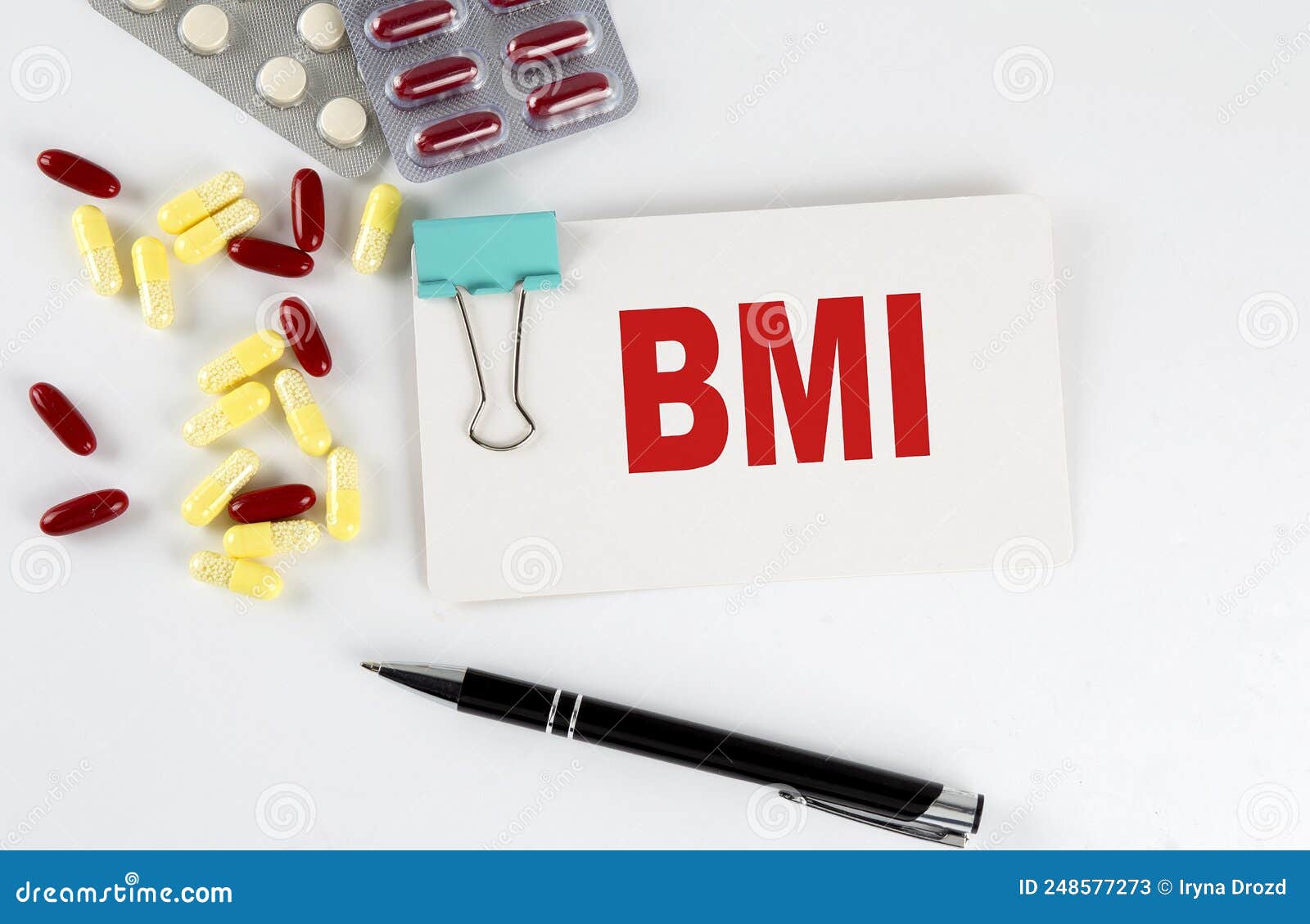 BMI Text Written in a Card with Pills. Medical Concept Stock Image ...