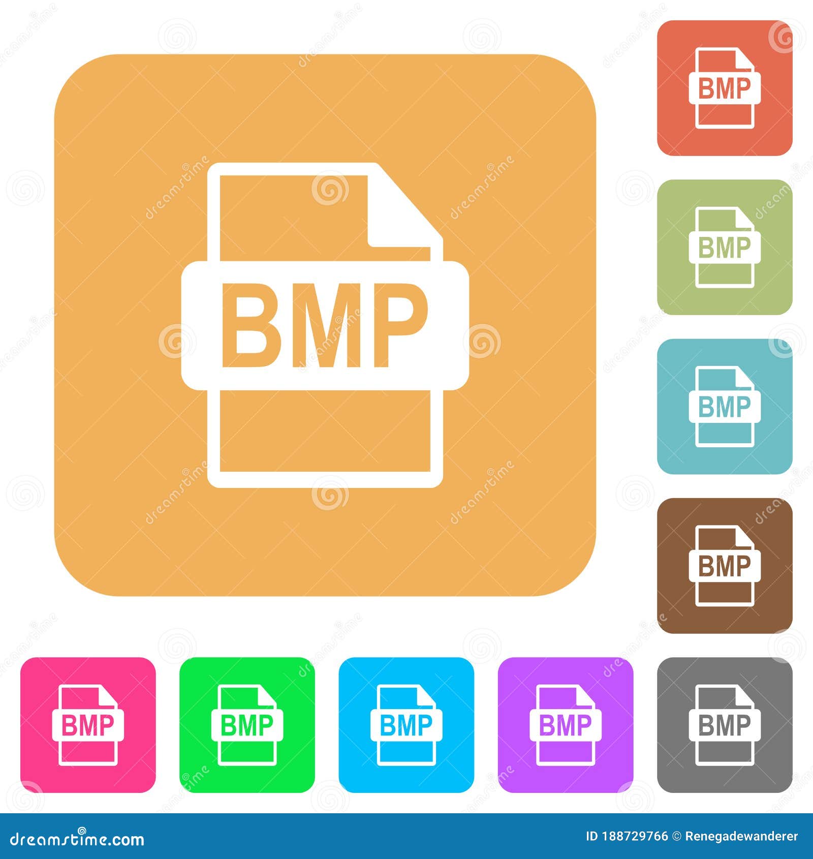 BMP File Format Rounded Square Flat Icons Stock Vector - Illustration ...