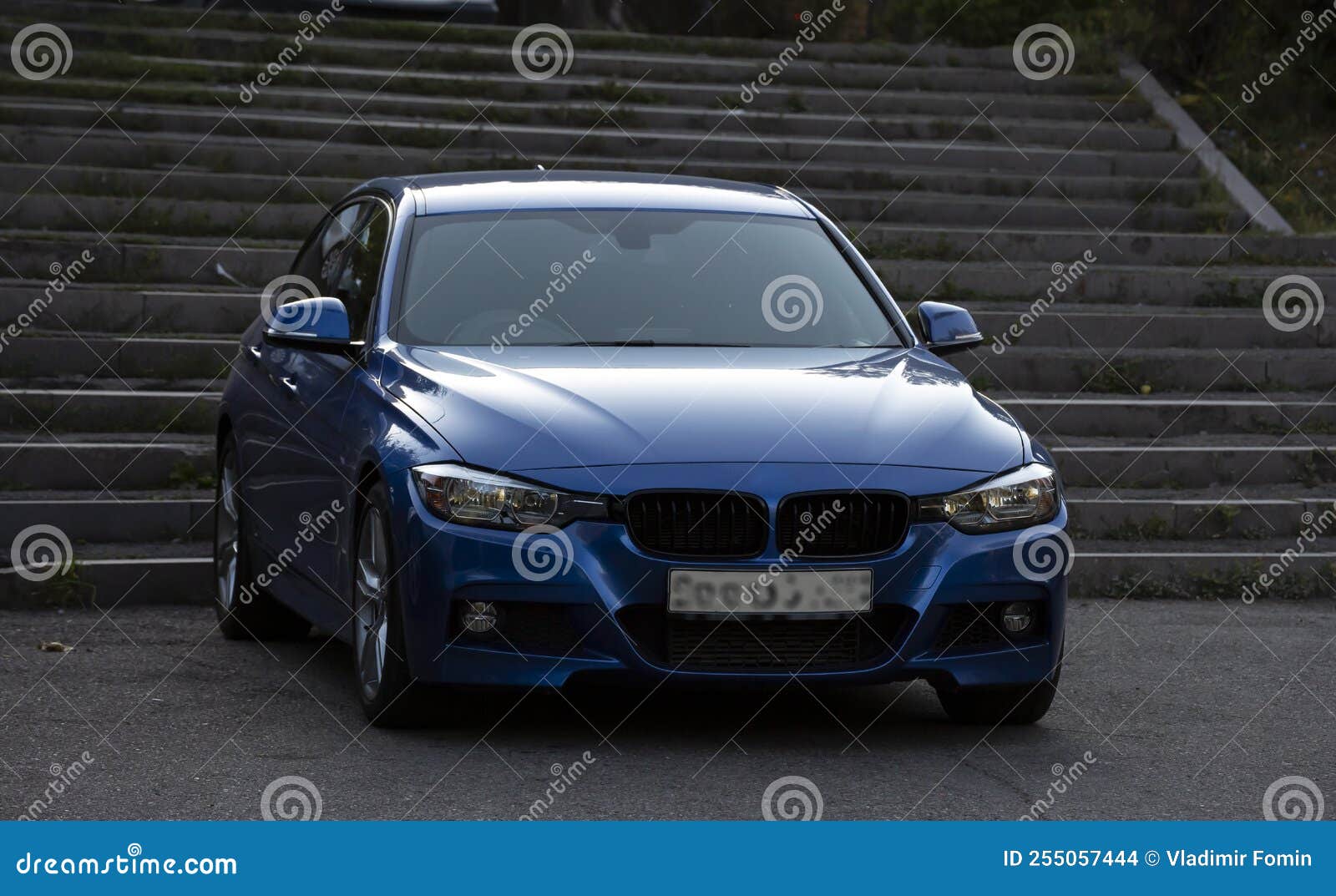 BMW blue car. stock photo. Image of city, blue, motion - 255057444