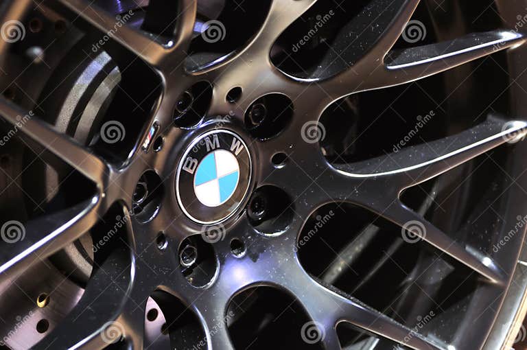 Bmw logo on the wheel editorial stock image. Image of market - 16616134