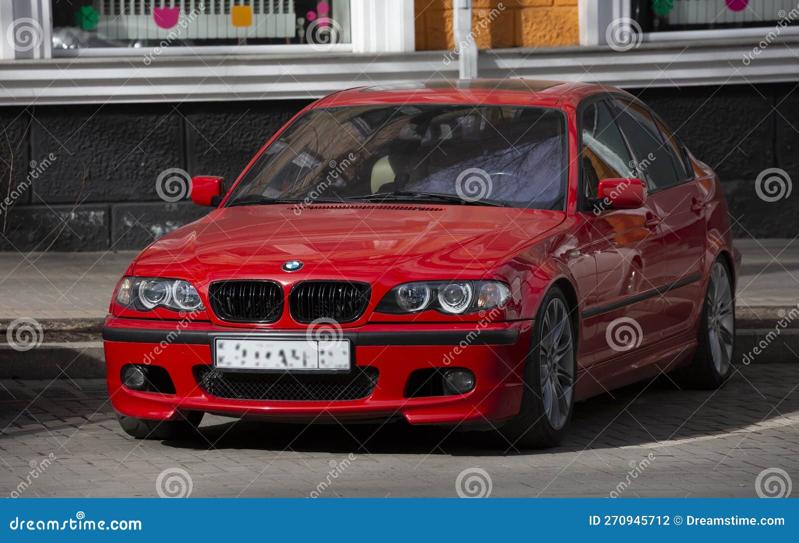 BMW red car. editorial photography. Image of street - 270945712