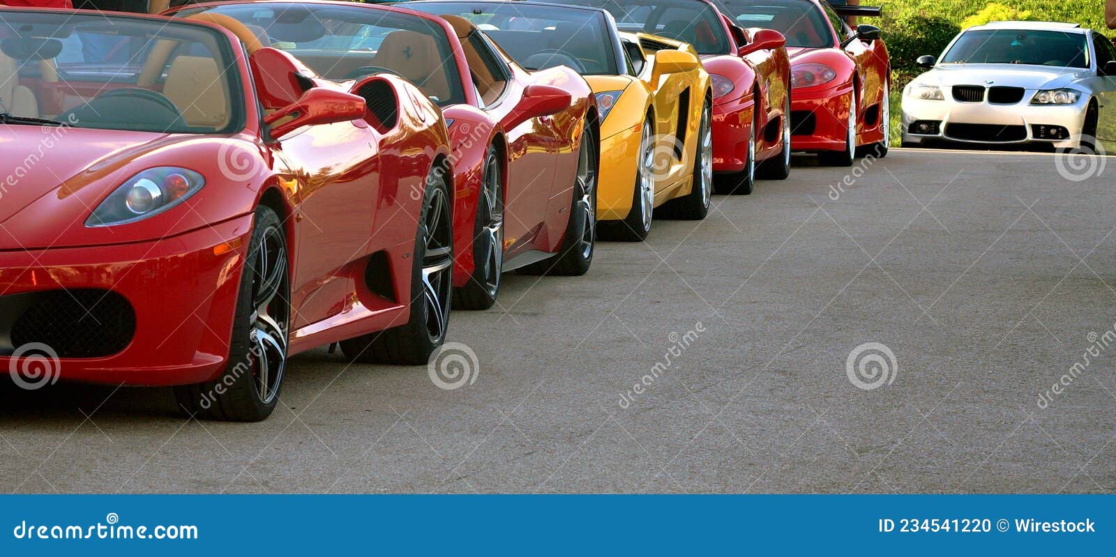 BMW and a Row of Ferraris and Lamborghini Editorial Image - Image of ...