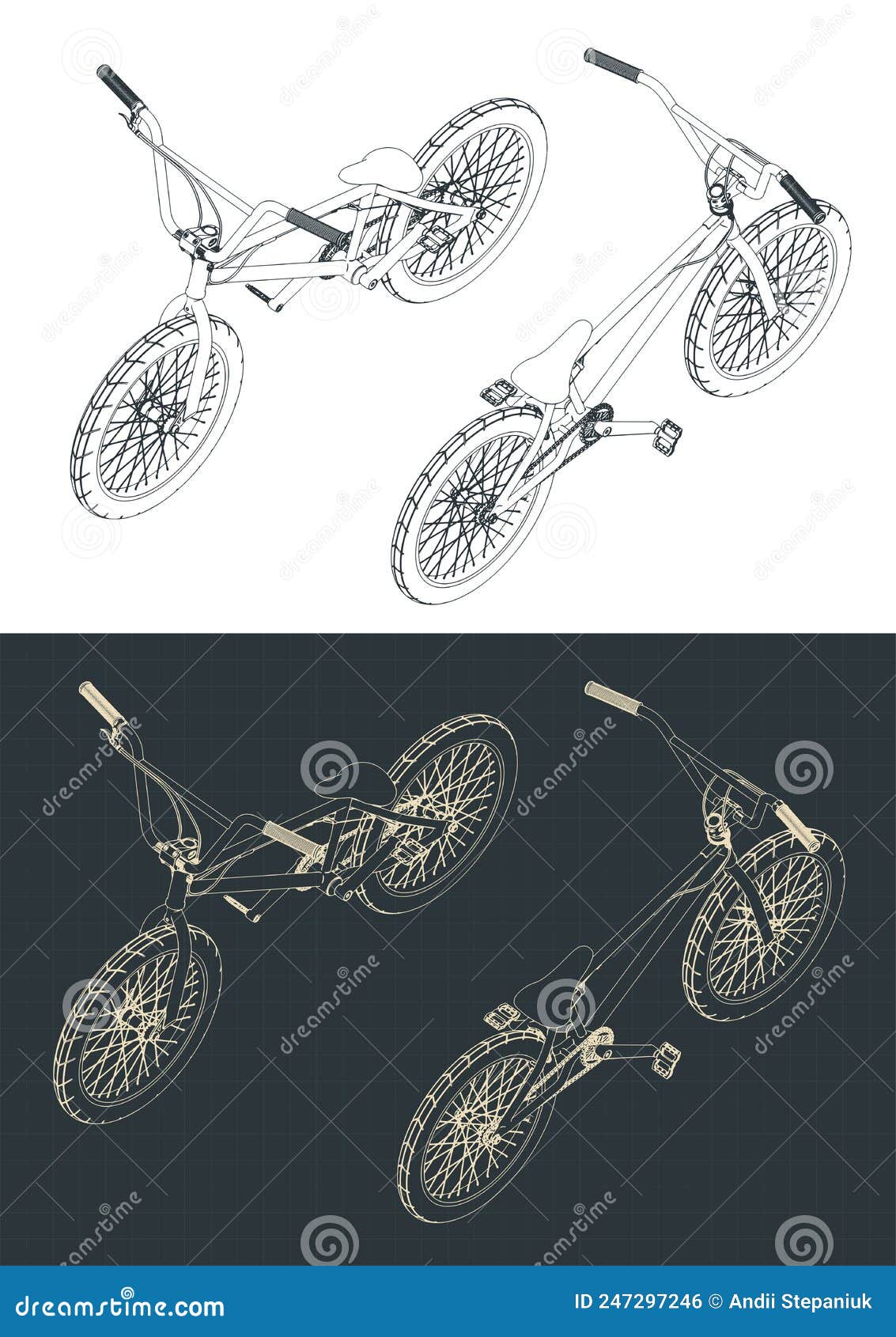 BMX Bicycle Isometric Blueprints Stock Vector - Illustration of ...