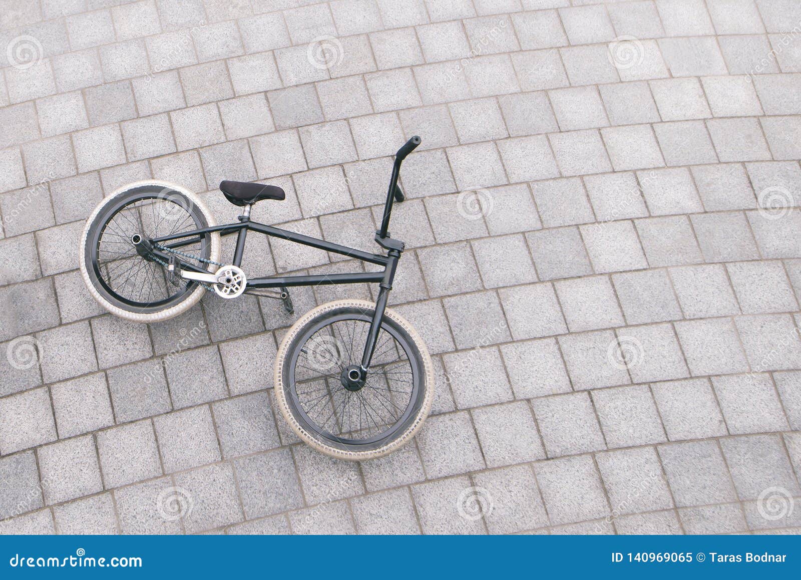 BMX Bike Lays on the Ground a Top View. Copyspace Stock Image - Image ...