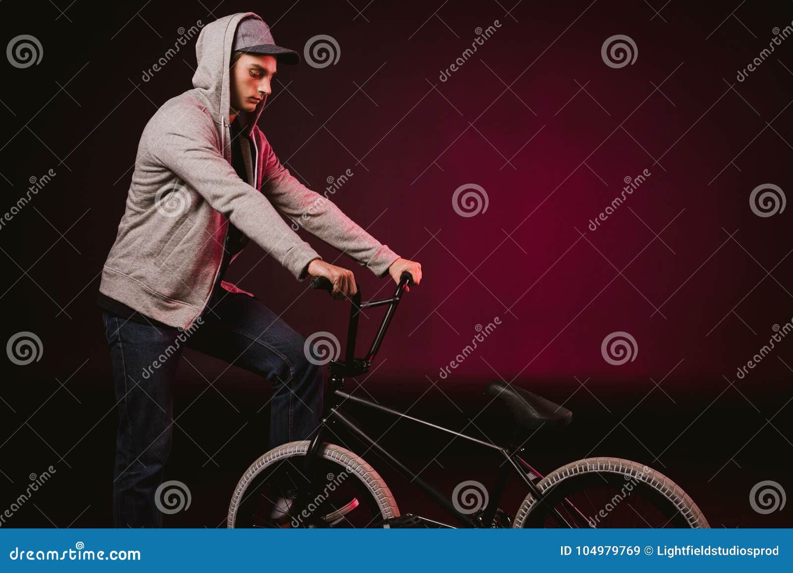Bmx cyclist with bike stock image. Image of adult, stunt - 104979769