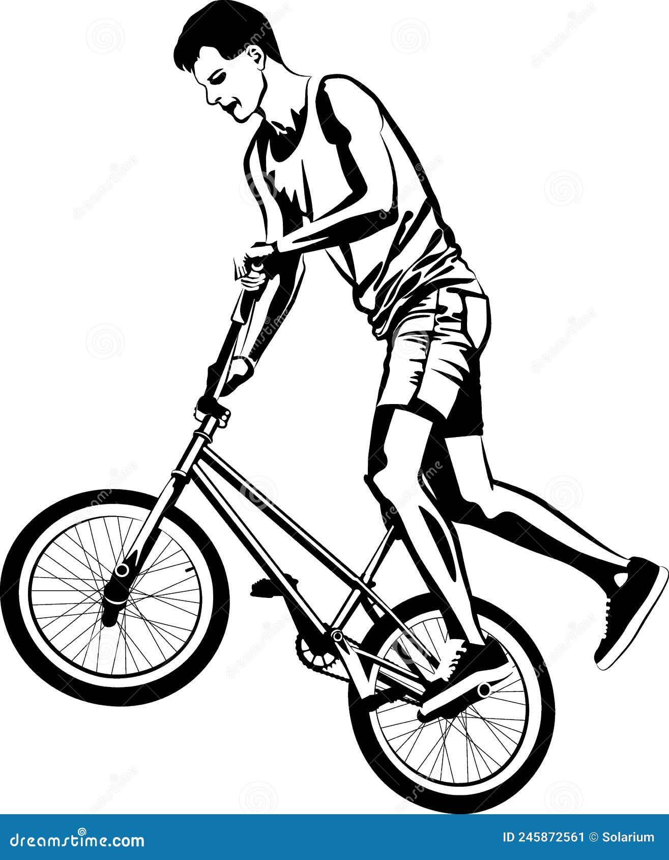 BMX cyclist stock vector. Illustration of outline, speed - 245872561