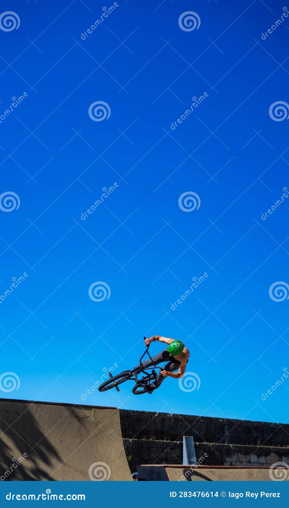 Bmx Rider on a Competition Jumping on a Ramp Stock Photo - Image of ...