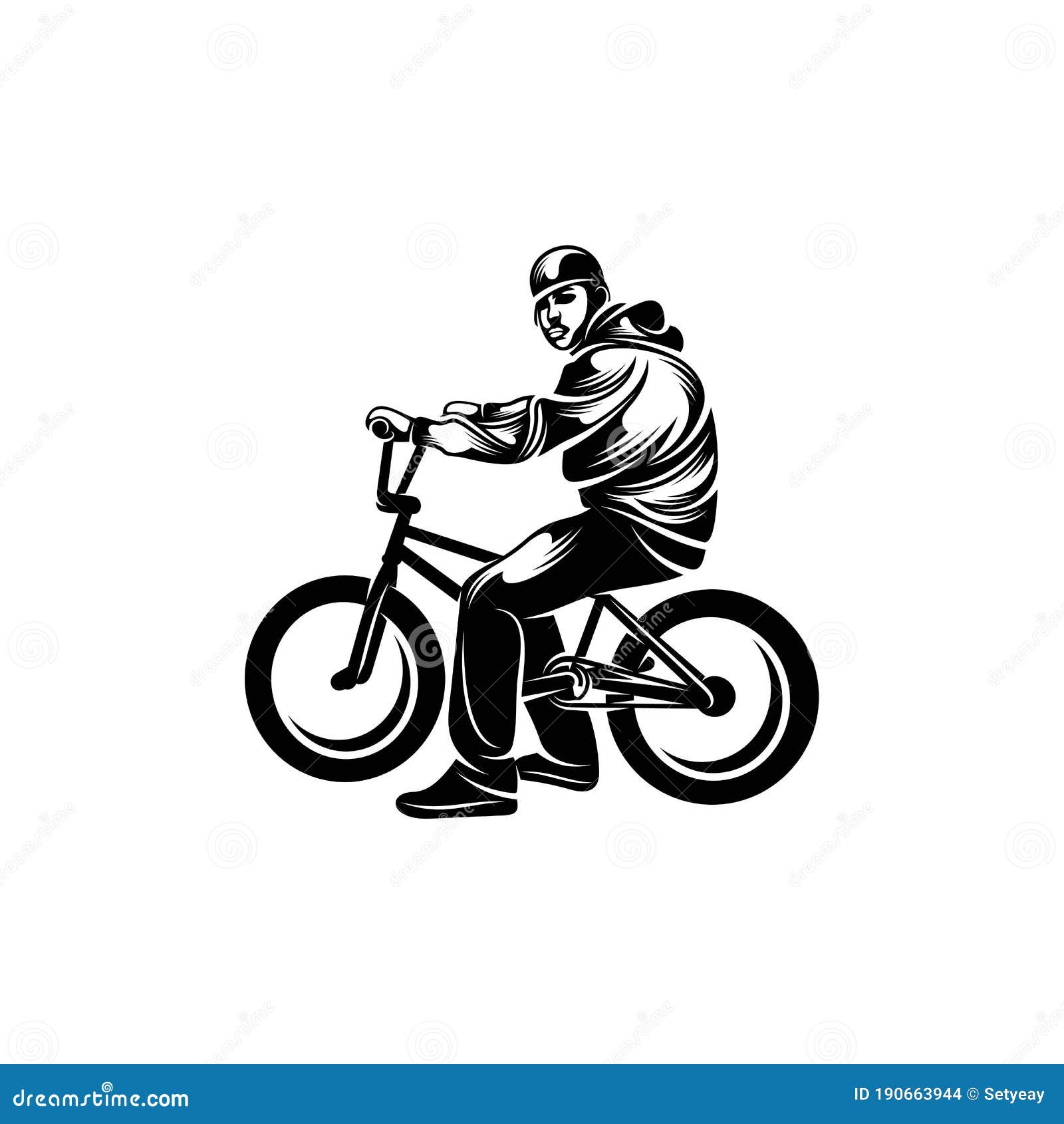 BMX Rider Design Vector Template, Illustration, Silhouette Stock Vector ...