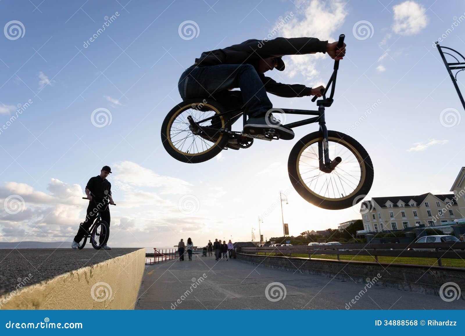 BMX stunts at the street stock photo. Image of body, pedal - 34888568