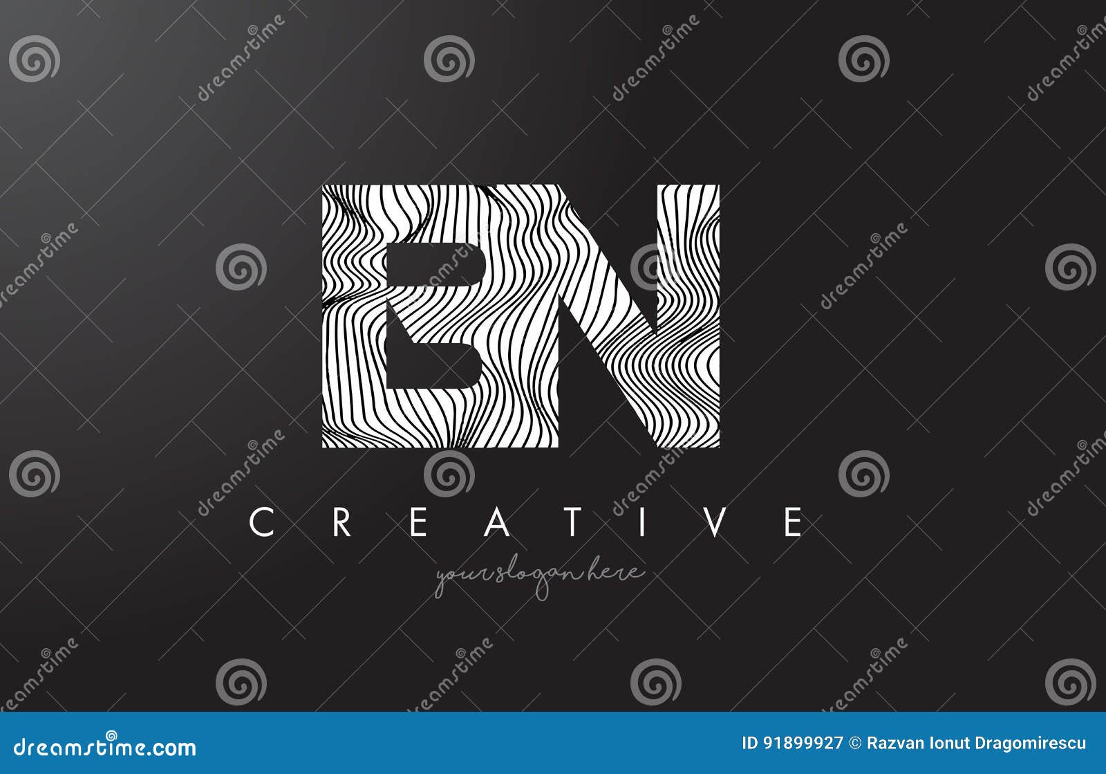 BN B N Letter Logo with Zebra Lines Texture Design Vector. Stock Vector ...