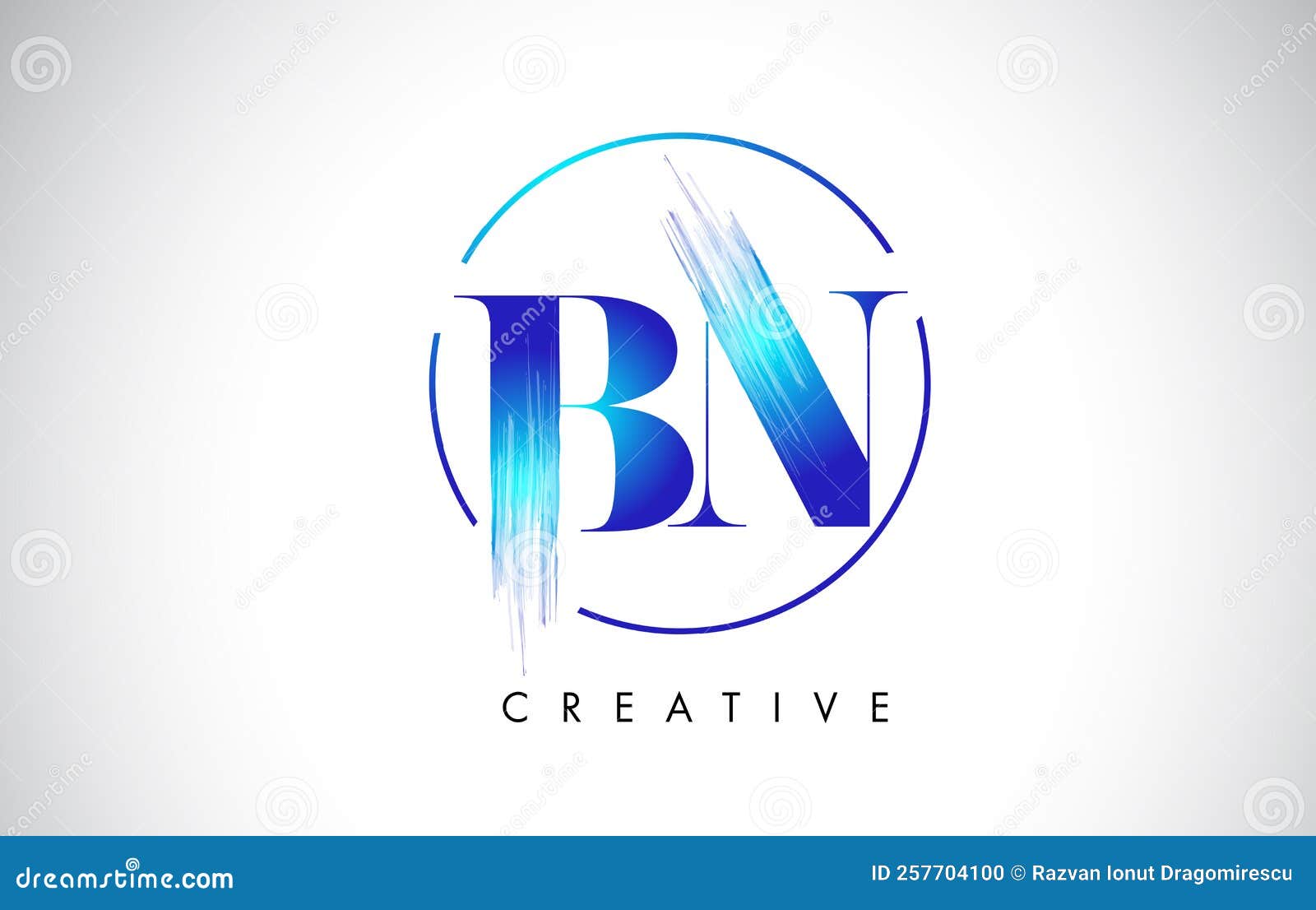 BN Brush Stroke Letter Logo Design. Blue Paint Logo Leters Icon Stock ...