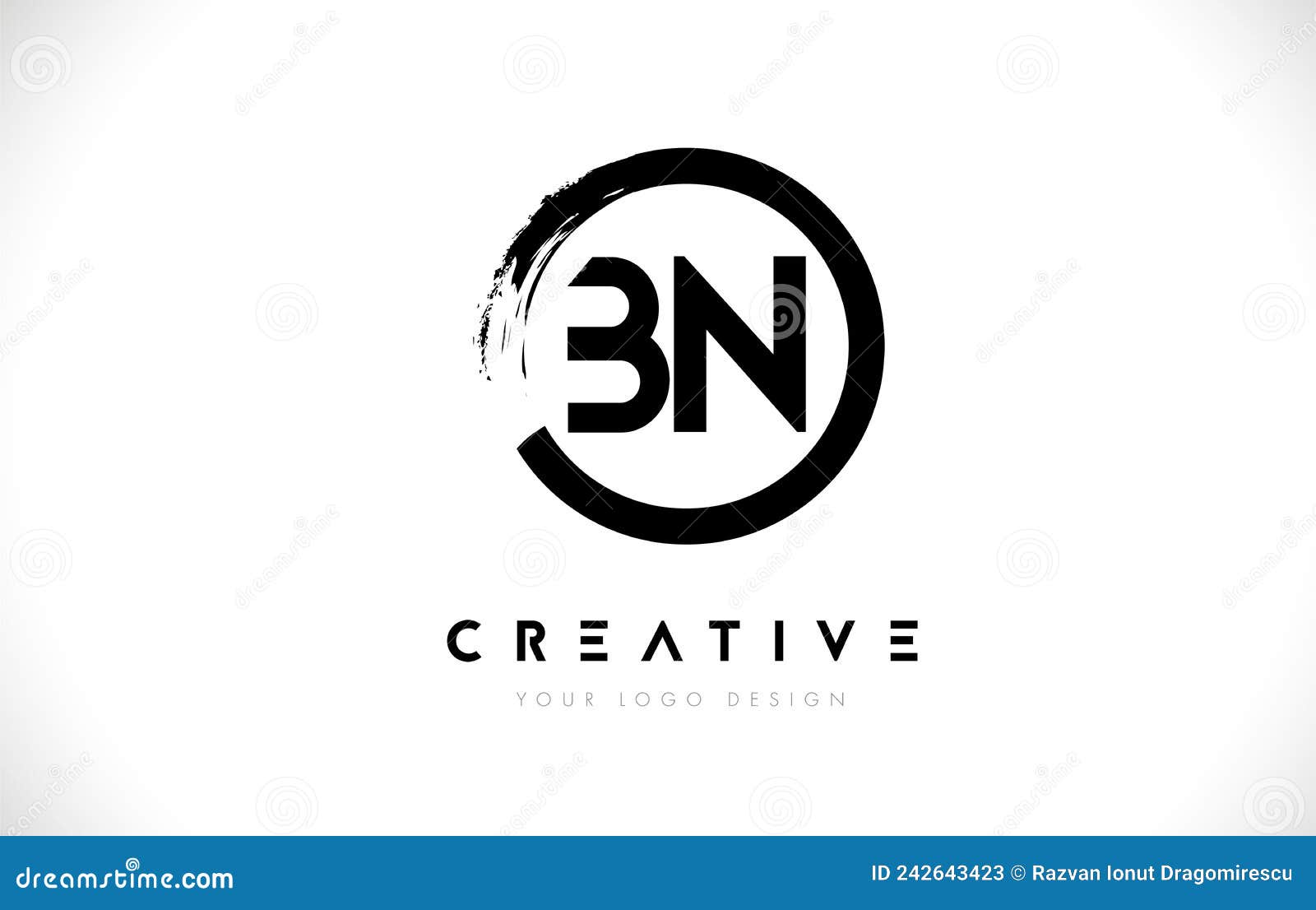 BN Letter Logo with Circle Brush Design and White Background Stock ...