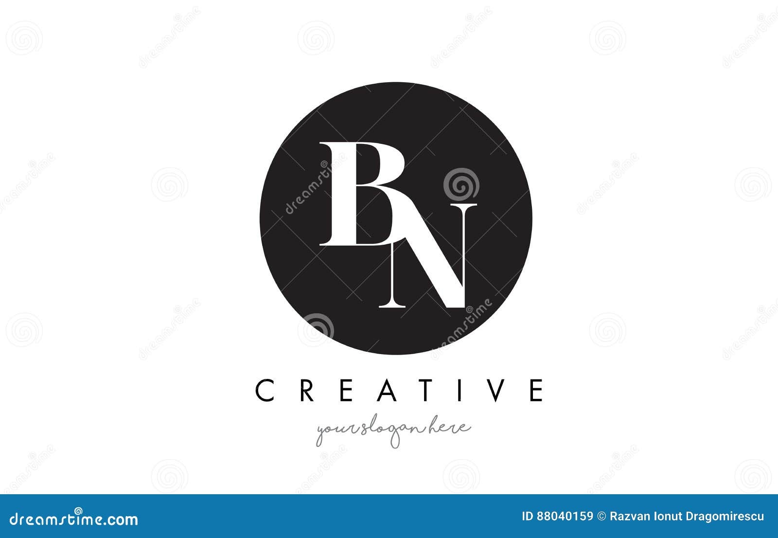 BN Letter Logo Design with Black Circle and Serif Font. Stock Vector ...