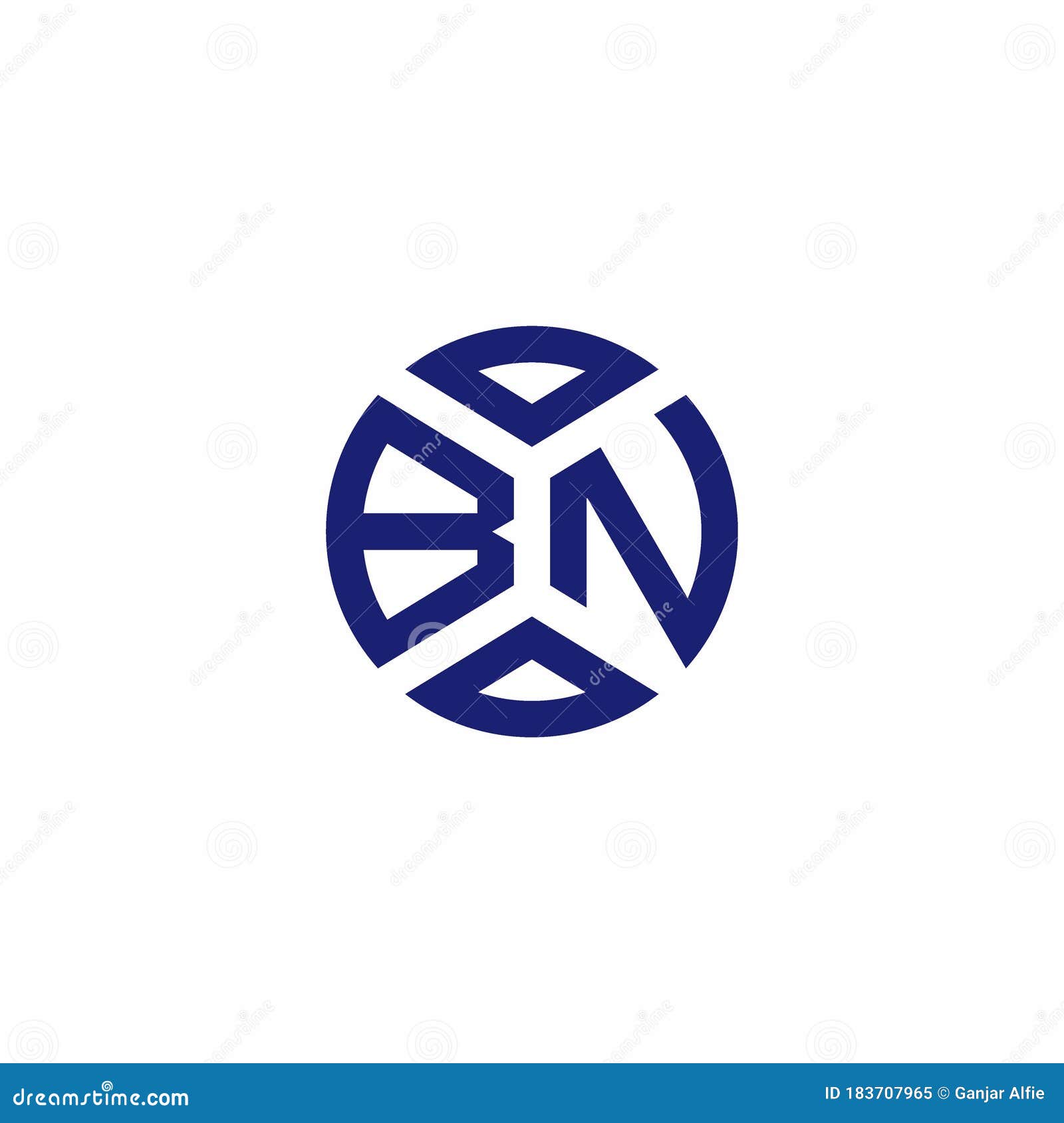 BN Monogram Logo with Abstract Shapes in Modern Style Stock Vector ...