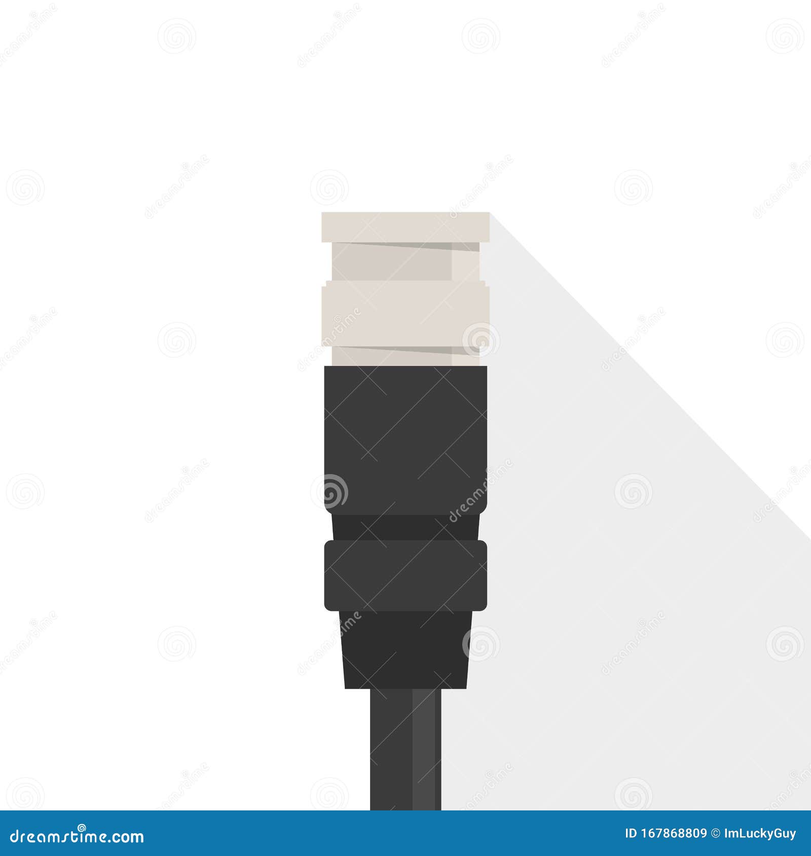 BNC Cable Vector Isolated. Video Connector, Silver and Black Stock ...