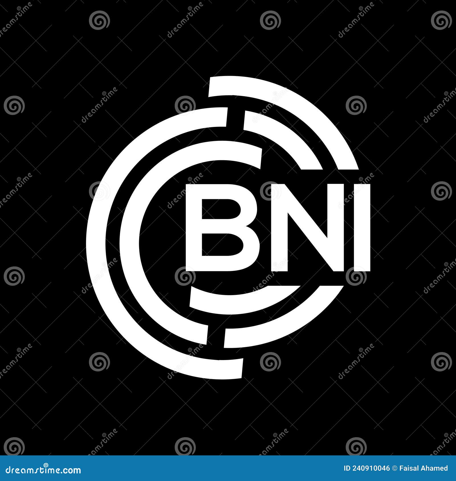 BNI Letter Logo Design on Black Background. BNI Creative Initials ...
