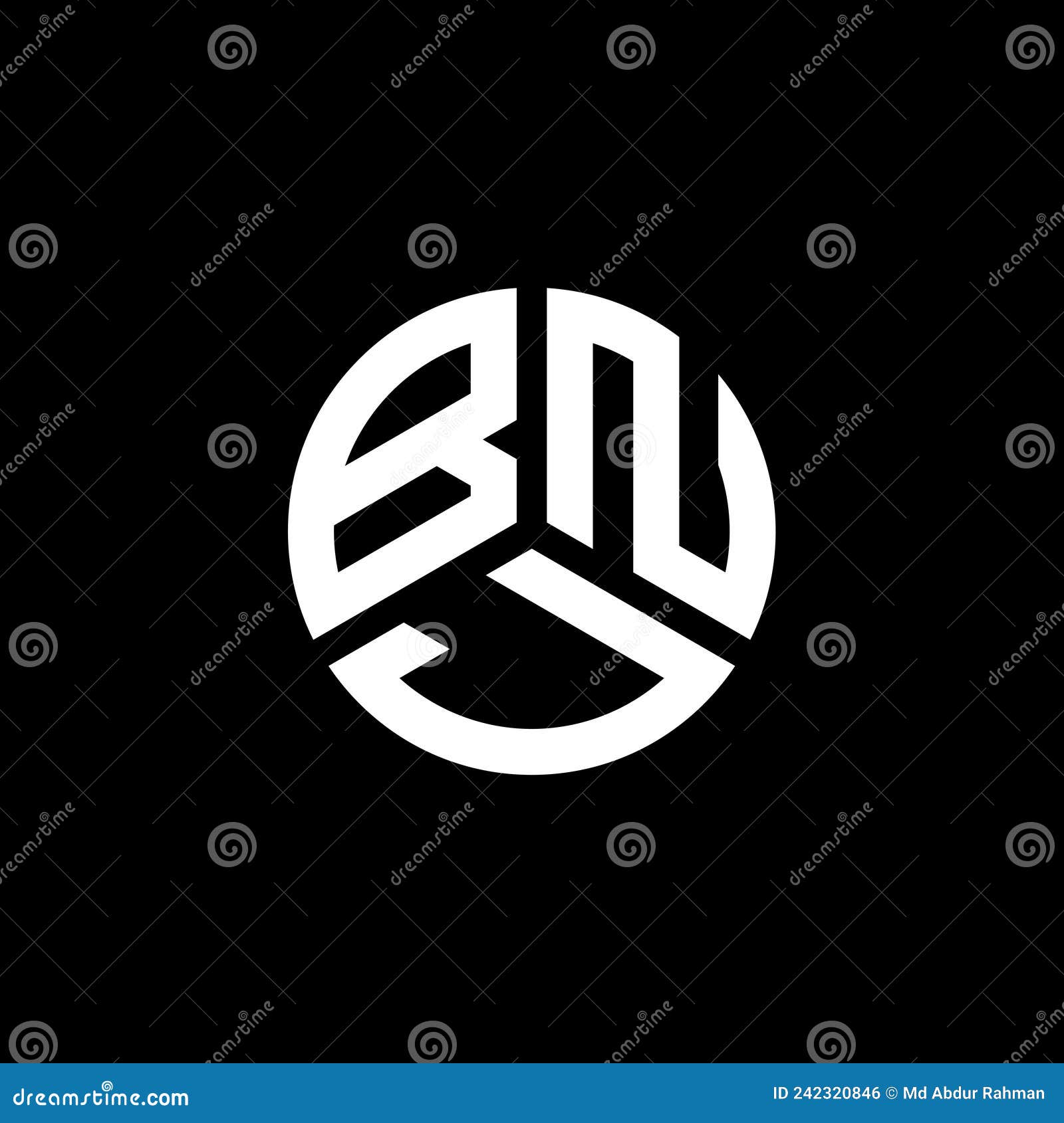 BNJ Letter Logo Design on White Background. BNJ Creative Initials ...