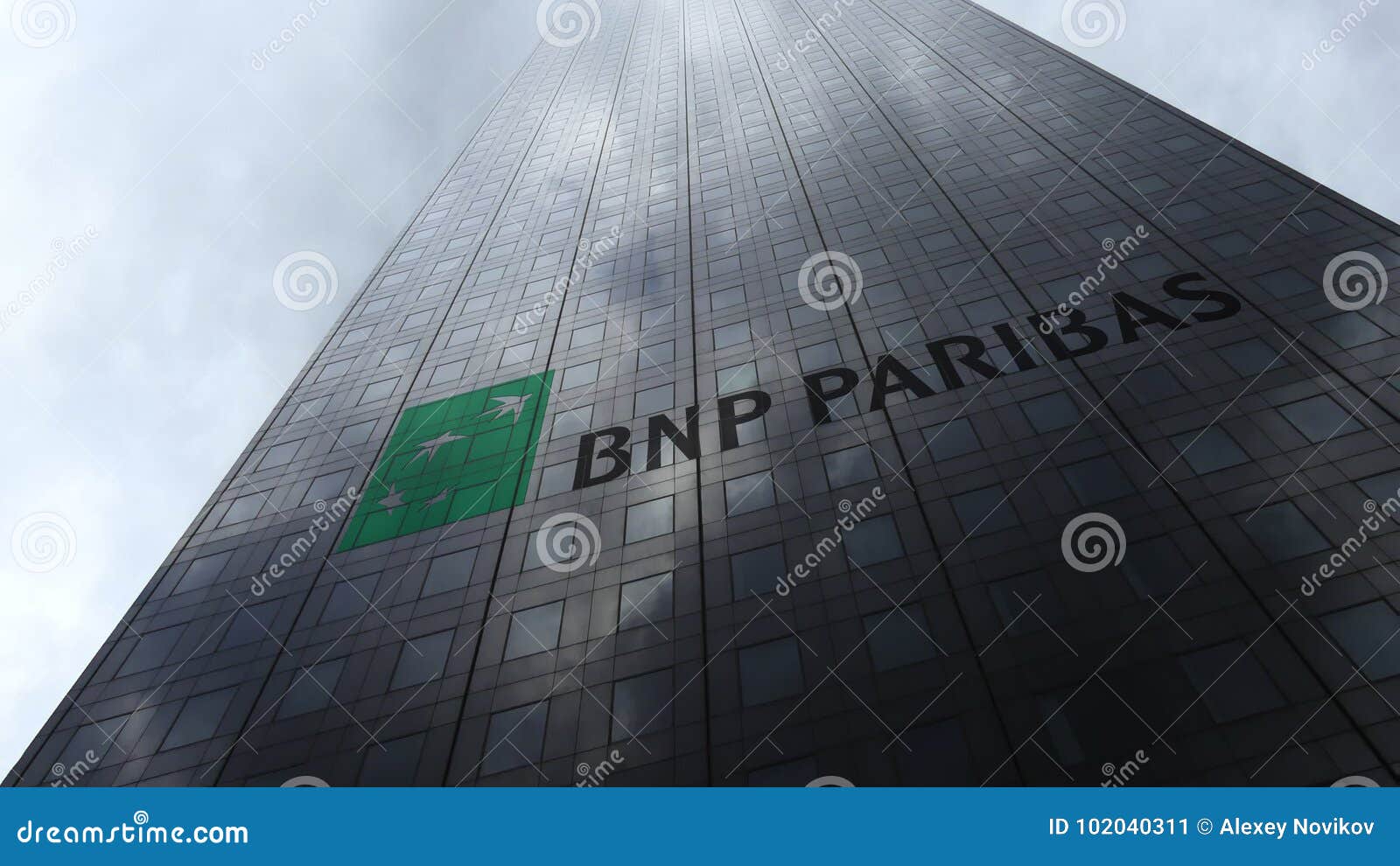 BNP Paribas Logo On A Skyscraper Facade Reflecting Clouds. Editorial 3D ...