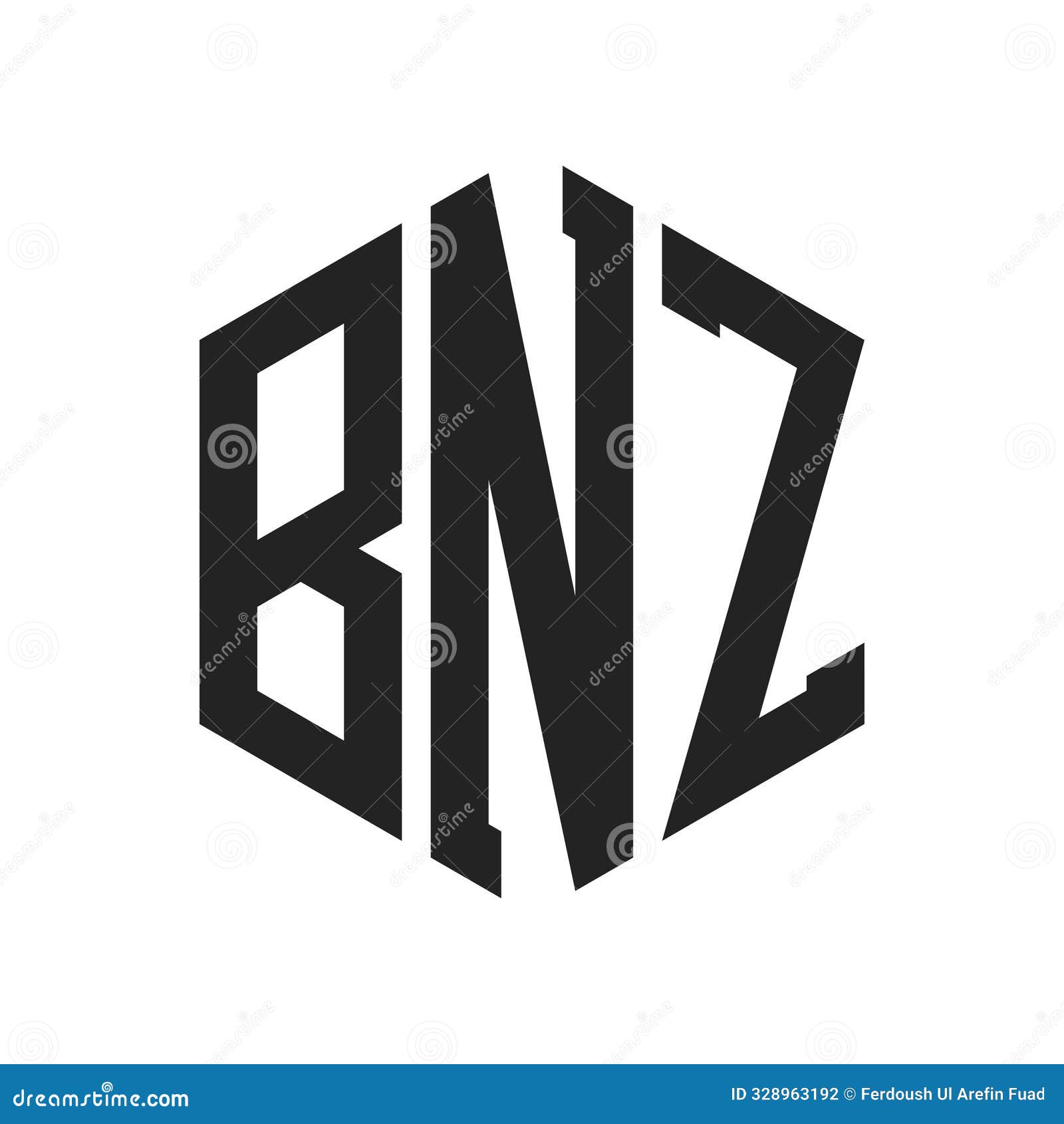 BNZ Logo Design. Initial Letter BNZ Monogram Logo Using Hexagon Shape ...