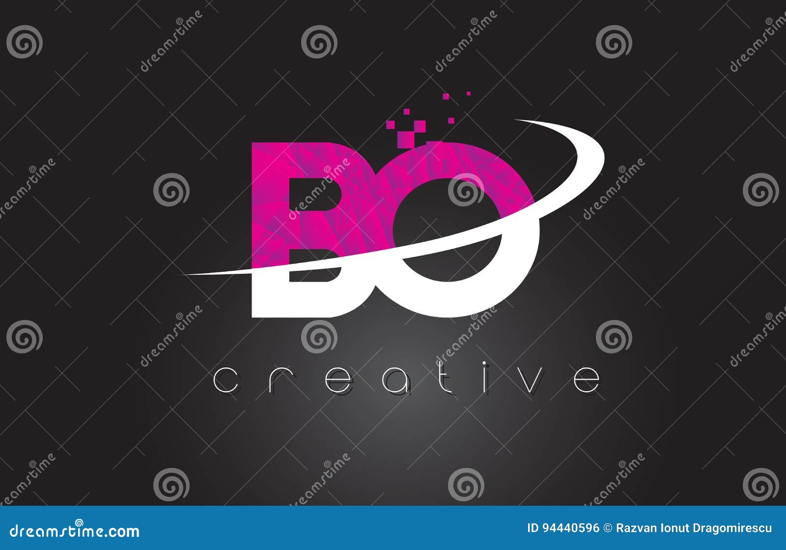 BO B O Creative Letters Design with White Pink Colors Stock Vector ...