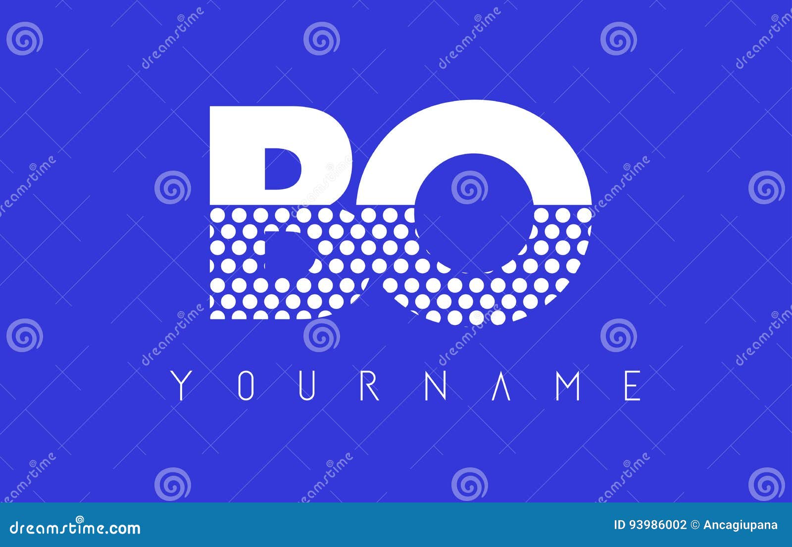 BO B O Dotted Letter Logo Design with Blue Background. Stock Vector ...