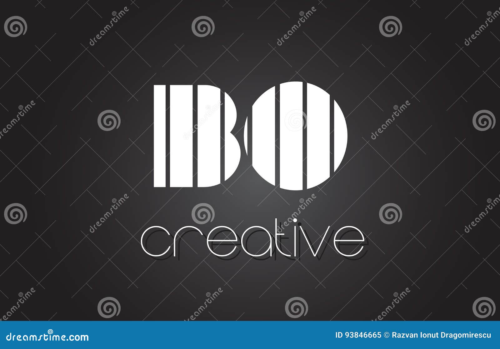 BO B O Letter Logo Design with White and Black Lines. Stock Vector ...